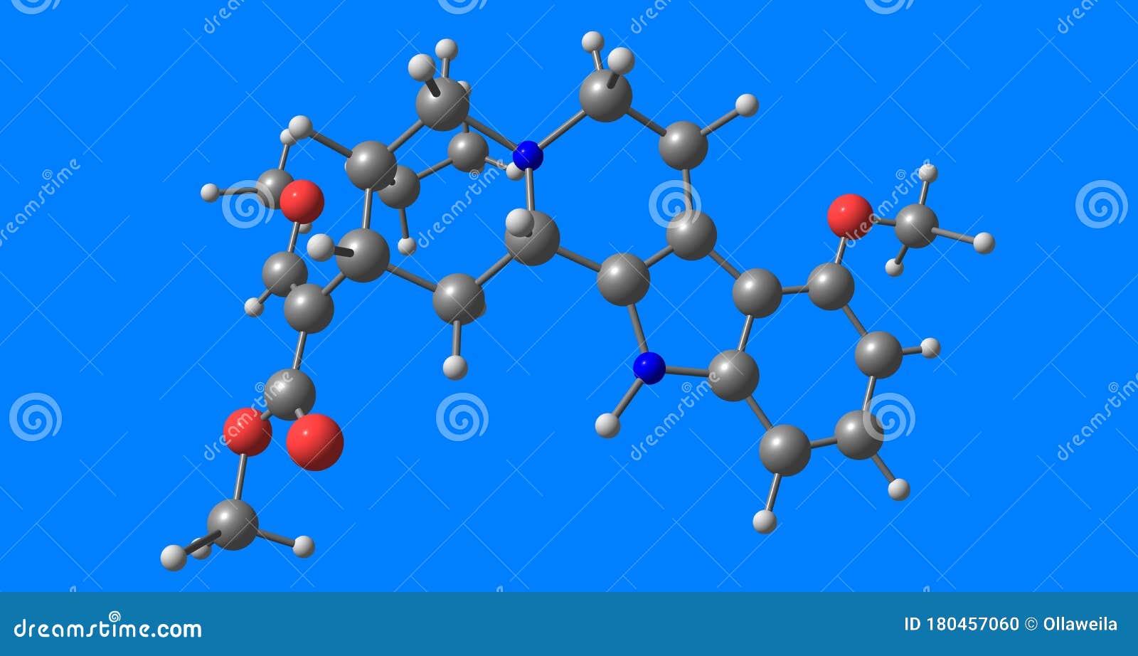 Mitragynine Molecular Structure Isolated on Blue Stock Illustration ...