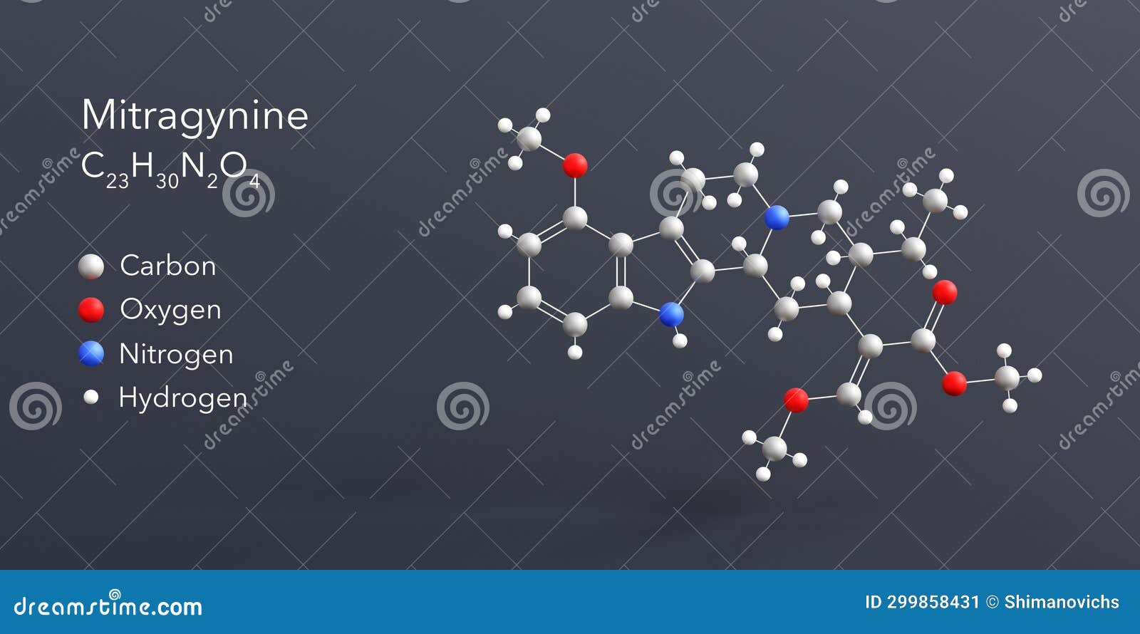 Mitragynine Molecule 3d Rendering, Flat Molecular Structure with ... Mitragynine Molecule 3d Rendering, Flat Molecular Structure with ...