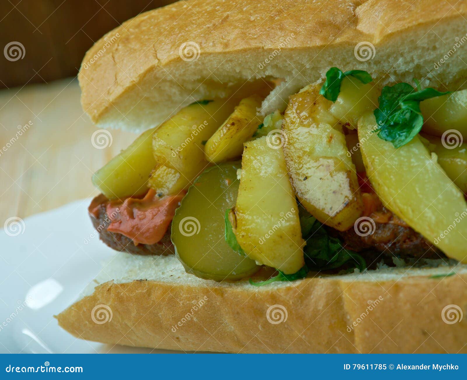 Mitraillette stock image. Image of sandwich, fries, canape - 79611785