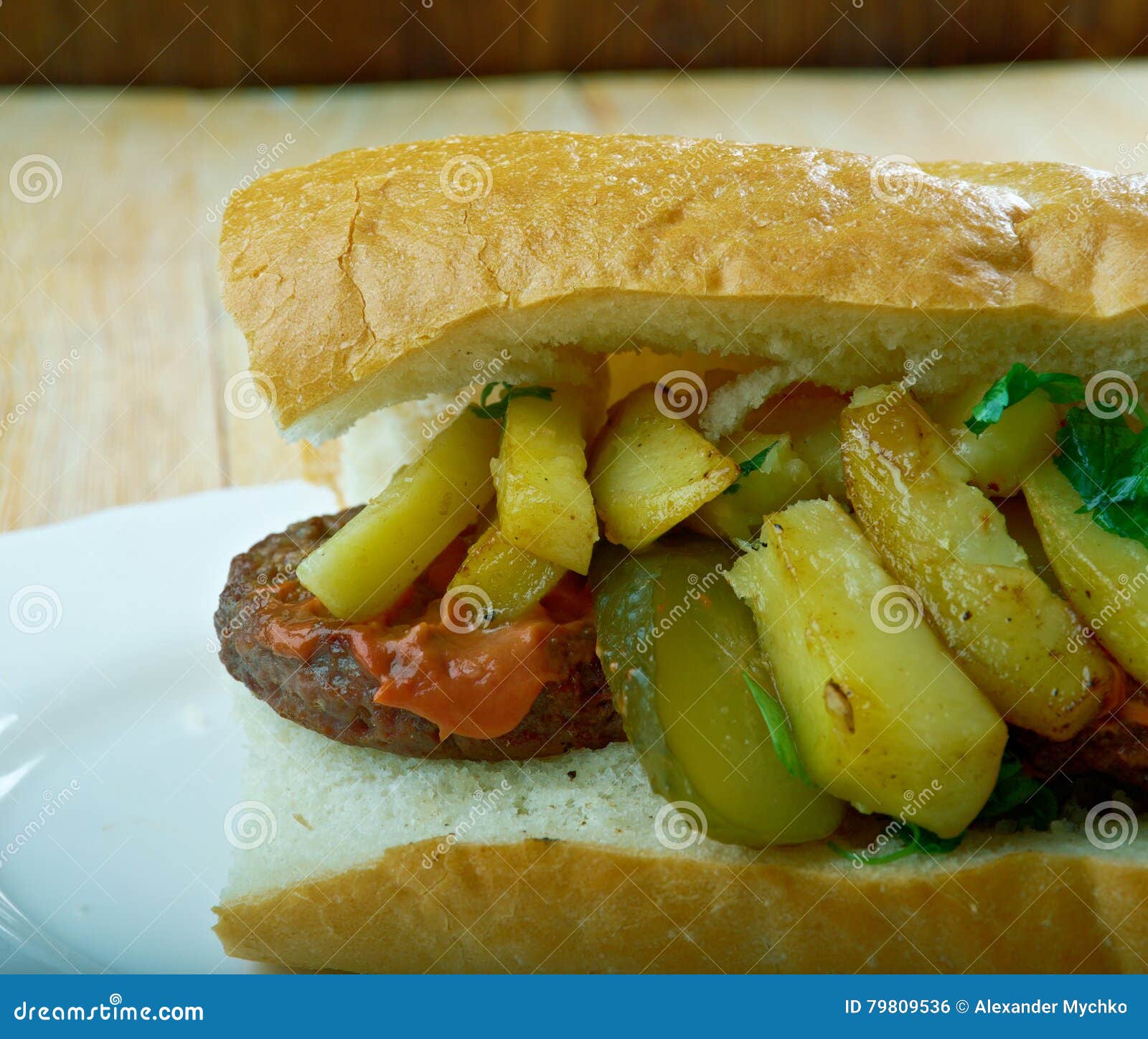 Mitraillette stock photo. Image of bread, appetizer, fries - 79809536