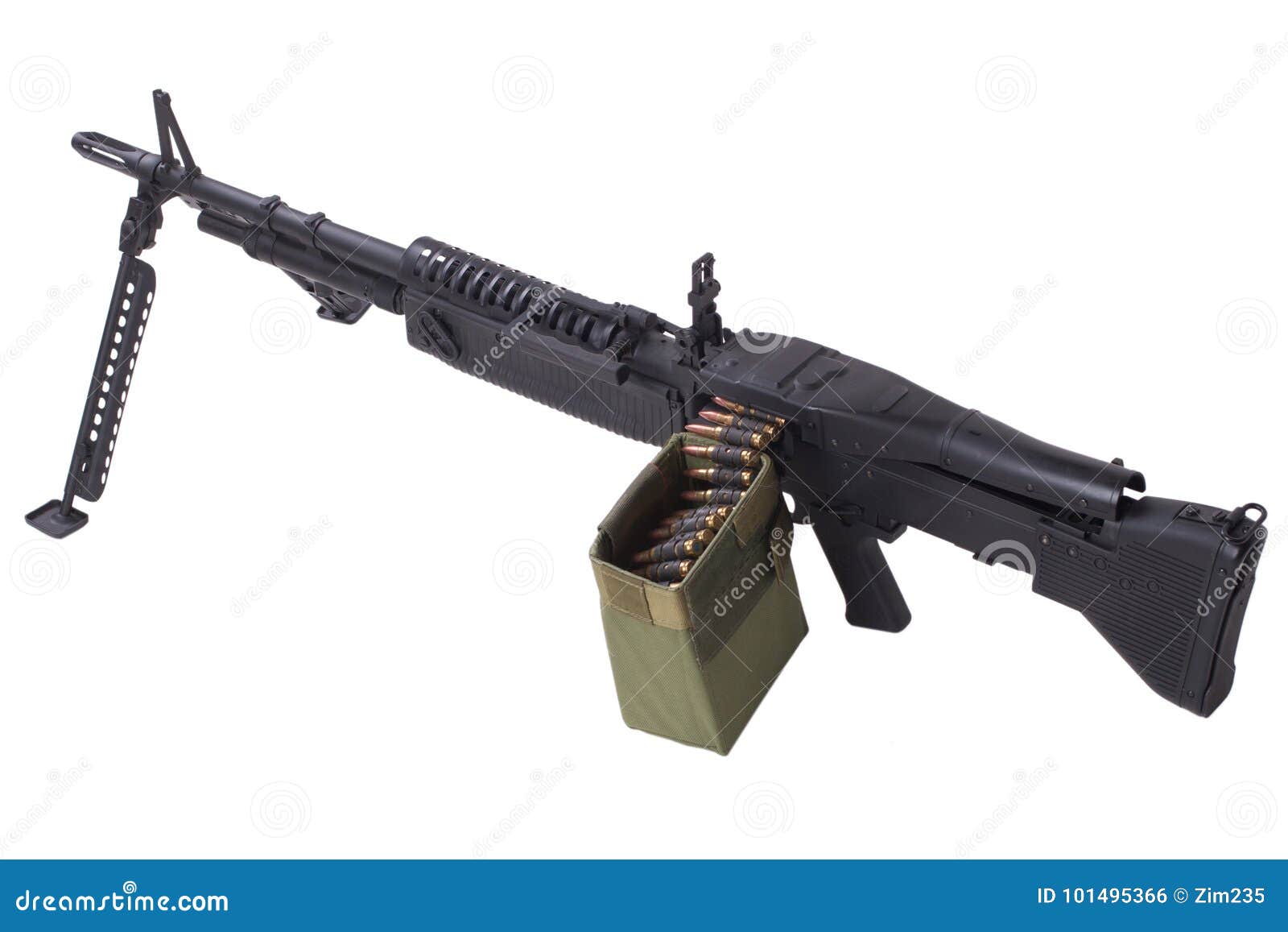 Mitrailleuse M60 Avec La Bande D'amminition Photo stock - Image du ...