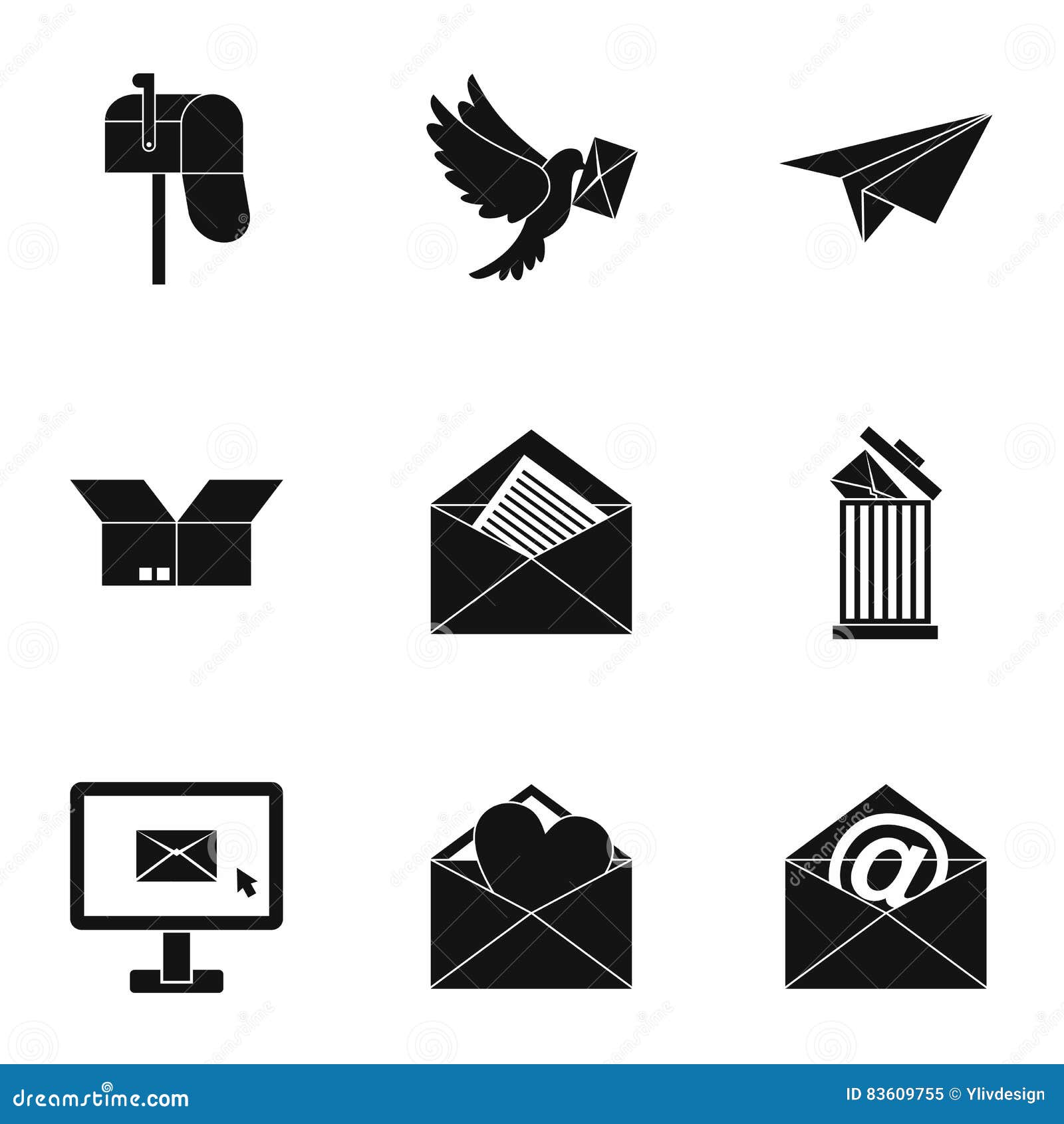 Mitteilungsikonen Eingestellt, Einfache Art Vektor Abbildung ...