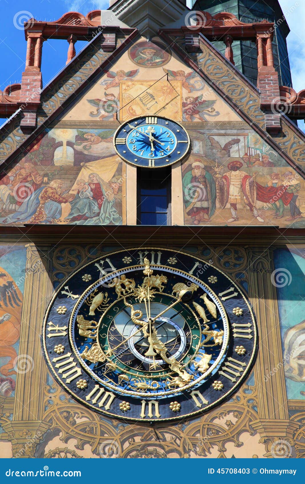 Mittelalterliche Uhr Des Ulm-Rathauses Stockbild - Bild von historisch ...