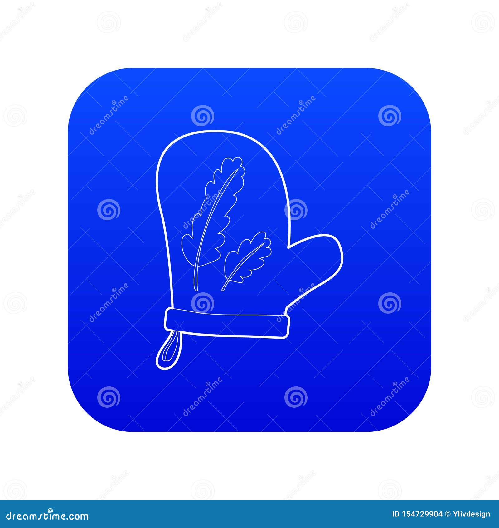Mitten. Blue And White Warm Winter Mitten - Vector Full Color Picture ...
