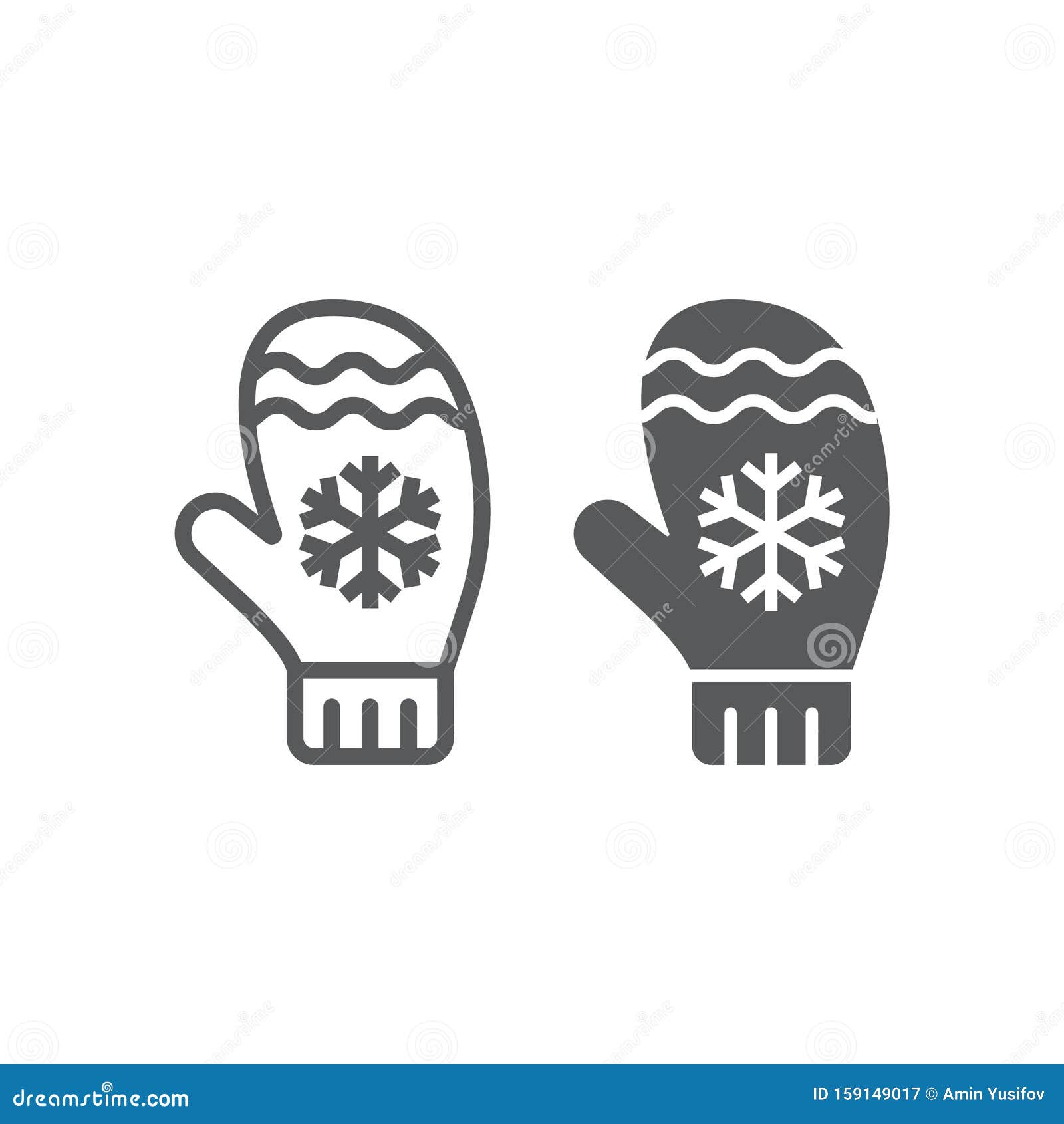 Mitten Line and Glyph Icon, Winter and Clothes, Glove Sign, Vector ...