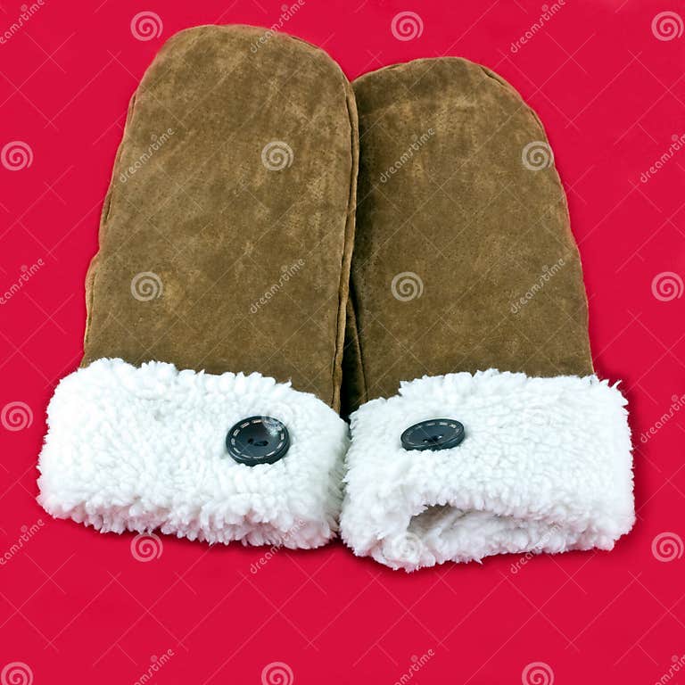 Warm suede mittens stock image. Image of hand, warming - 27240529