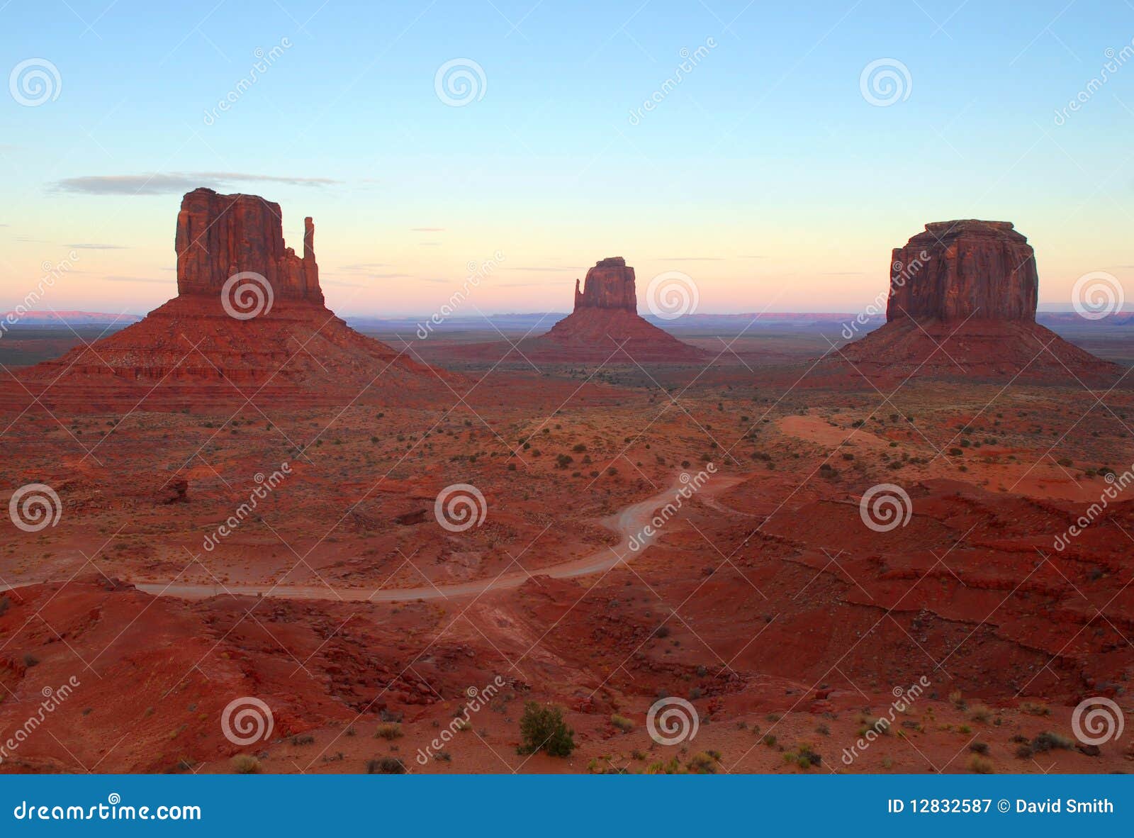The Mittens in Monument Valley at Sunrise Stock Image - Image of ...