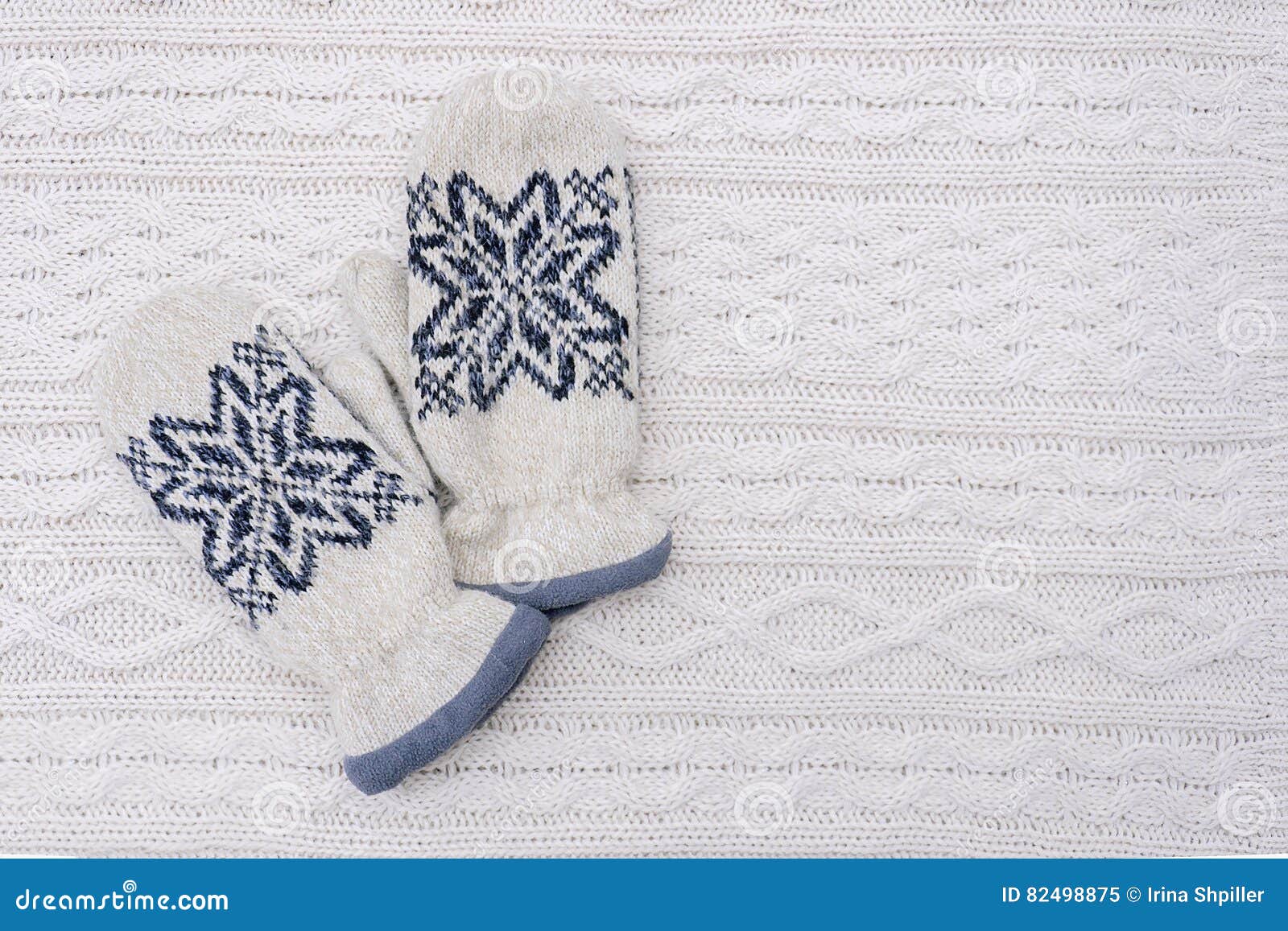 Mittens on White Knitted Background Stock Image - Image of year, cozy ...
