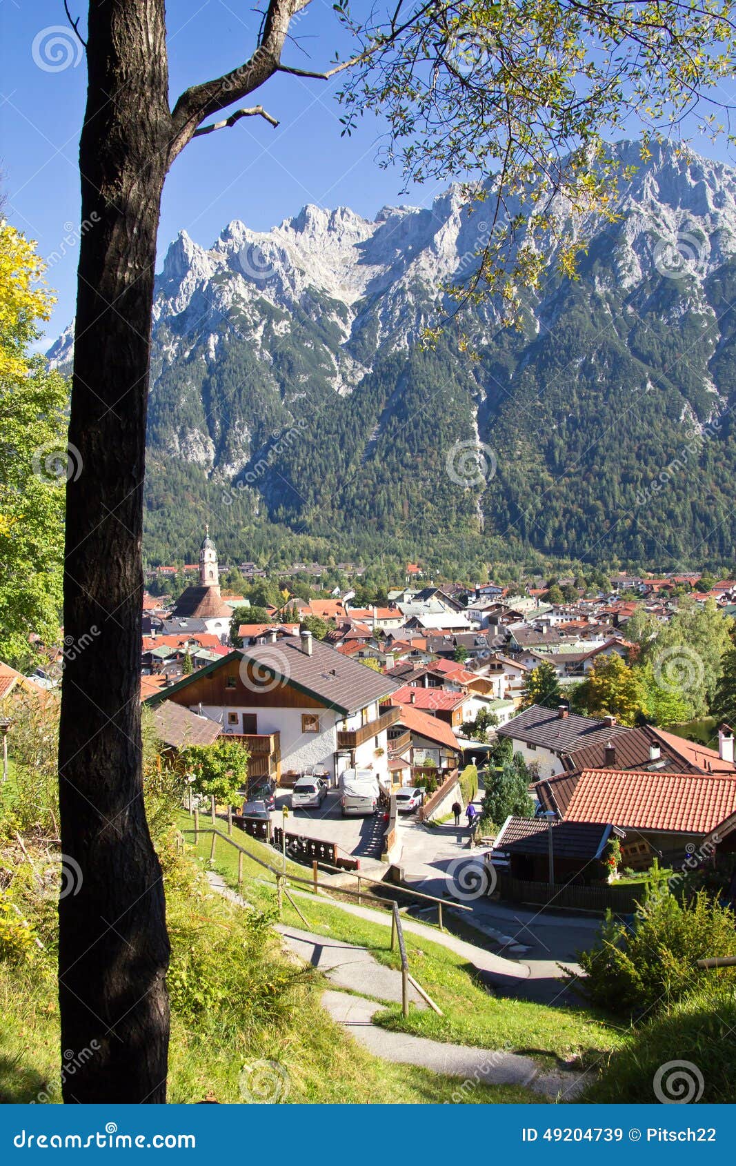 Mittenwald stock image. Image of autumnal, isar, hill - 49204739