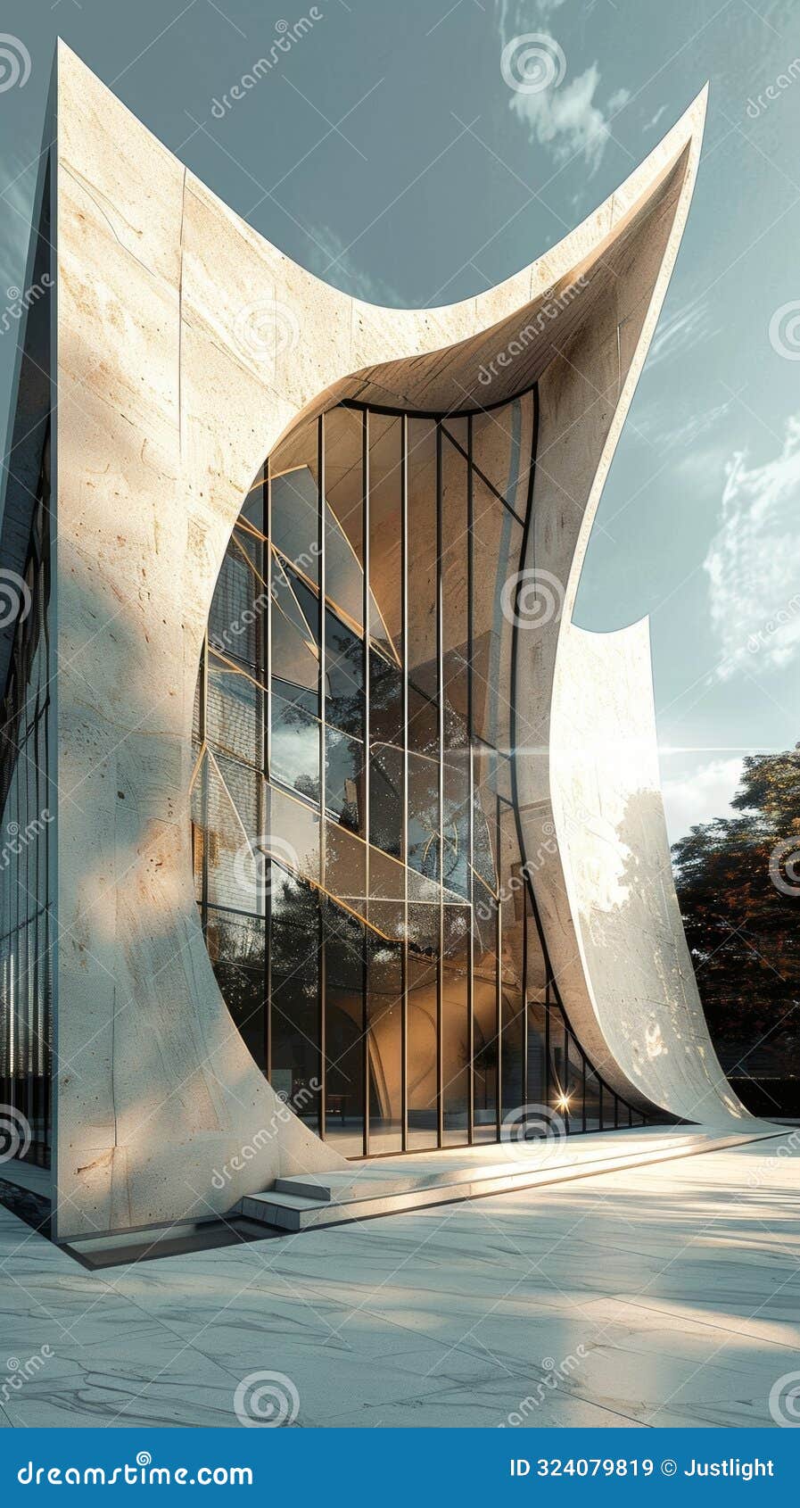 A Mix of Angular and Curved Window Panes Creating a Captivating Visual ...