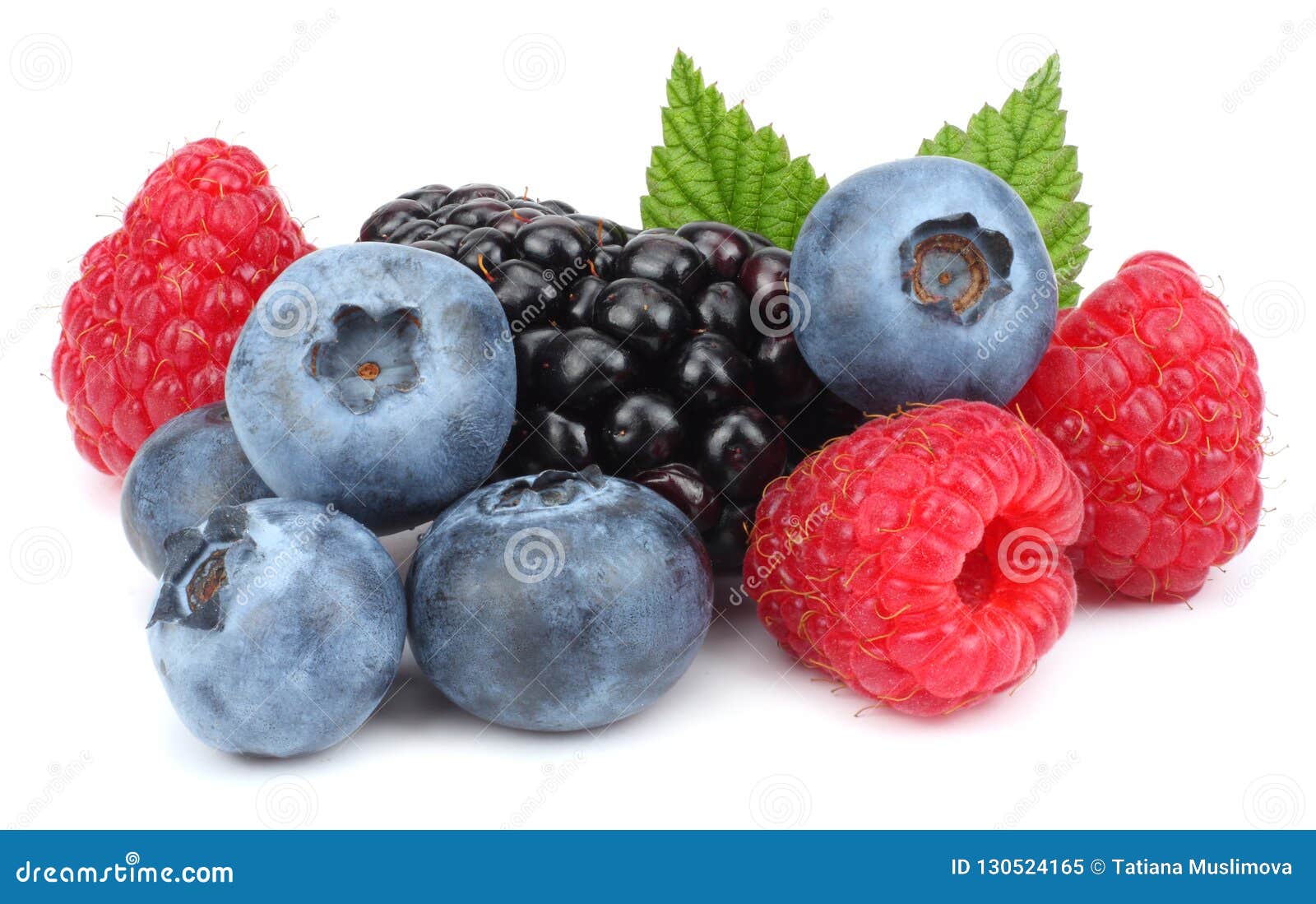 Mix of Blueberries, Blackberries, Raspberries Isolated on White ...