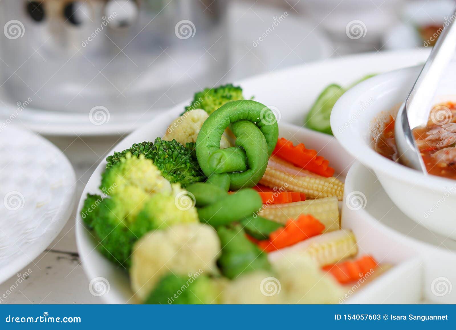 Mix Boiled Vegetables for Chilli Paste Stock Image - Image of table ...
