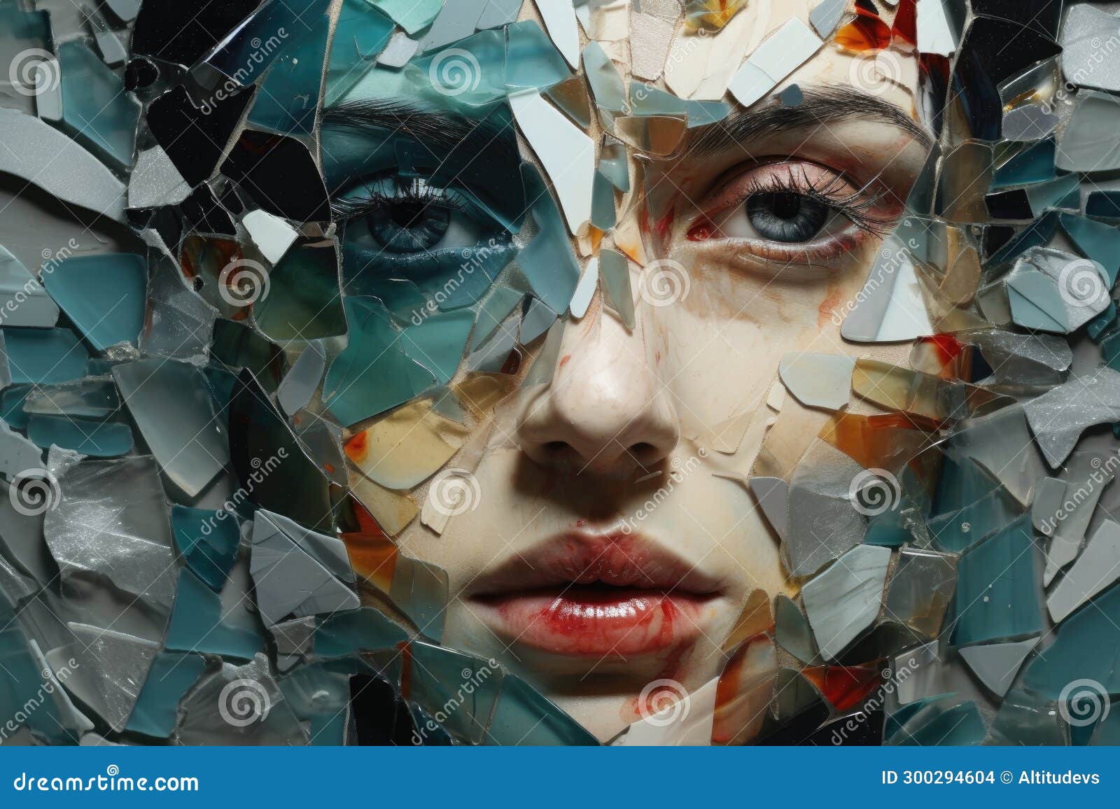 A Mix of Broken Glass Pieces Arranged into a Collage Stock Photo ...