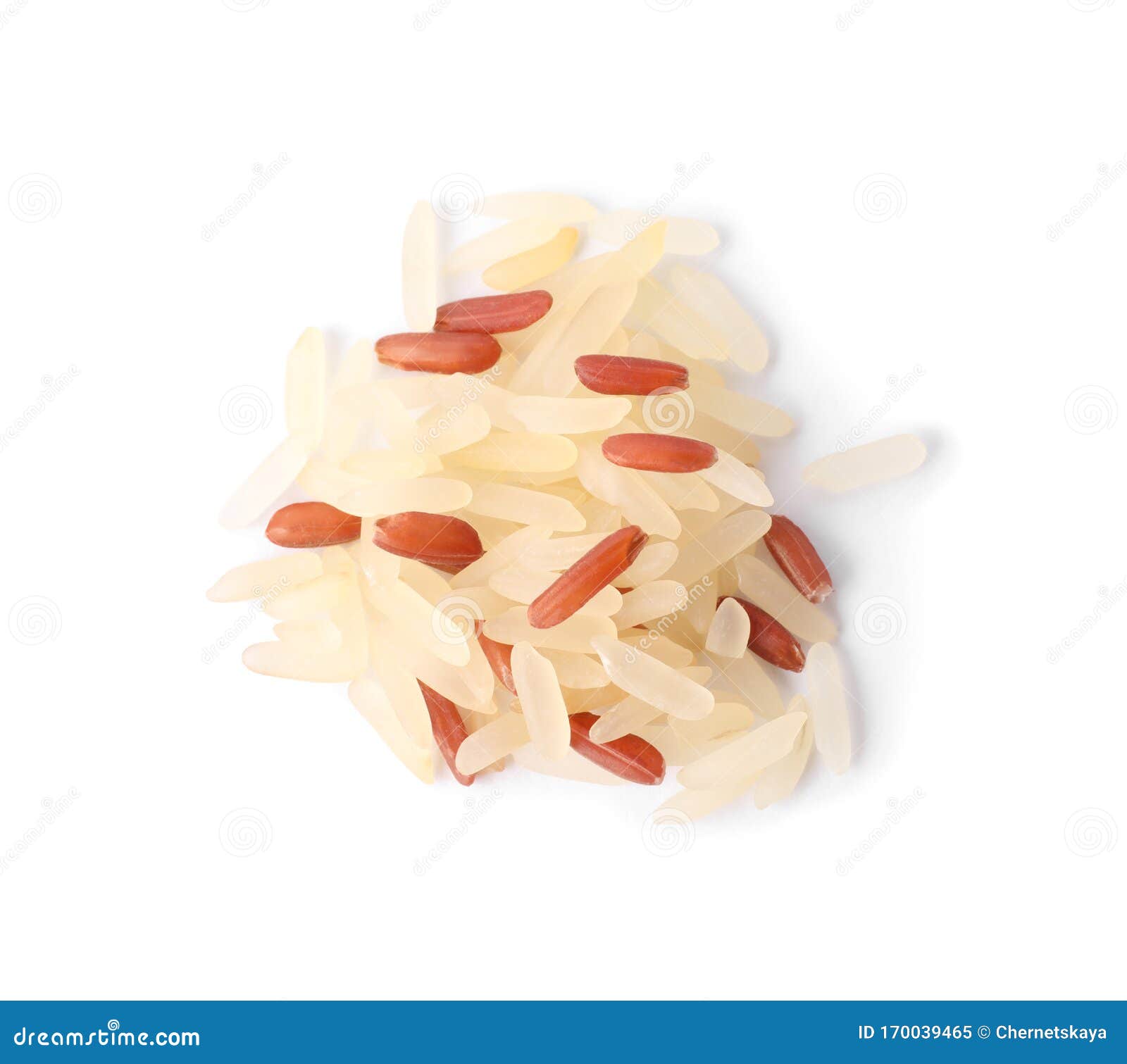Mix of Brown and Polished Rice Isolated on White Stock Image - Image of ...