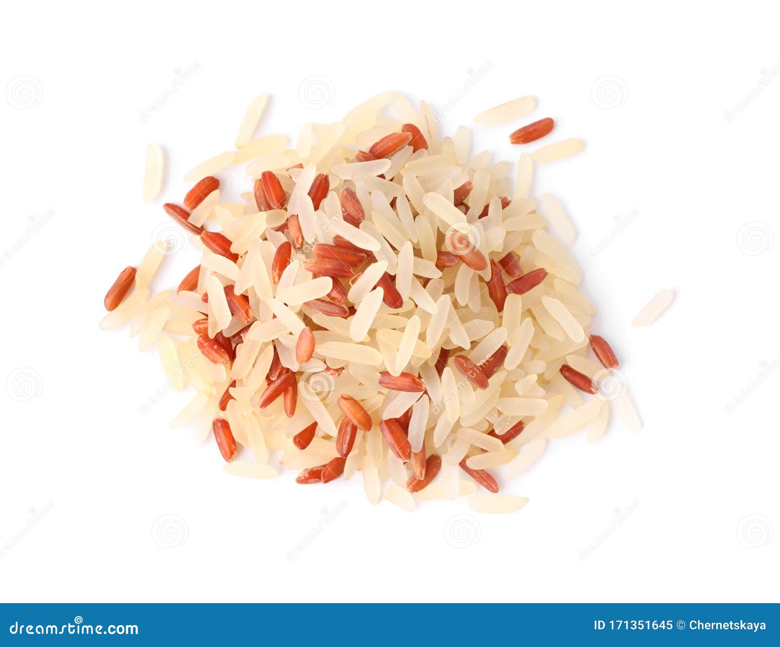 Mix of Brown and Polished Rice Isolated on White Stock Image - Image of ...