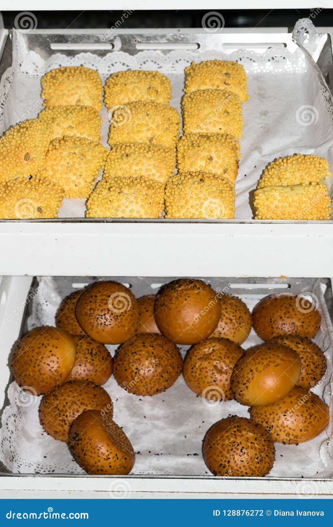 Mix of Bun Bread, Top View of Assortment of Different Kind of Cereal ...