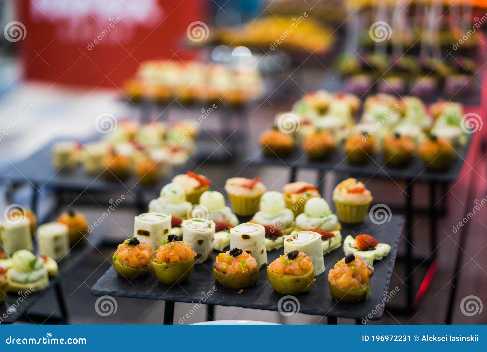Mix Canapes on a Tray during a Coffee Break Stock Image - Image of ...