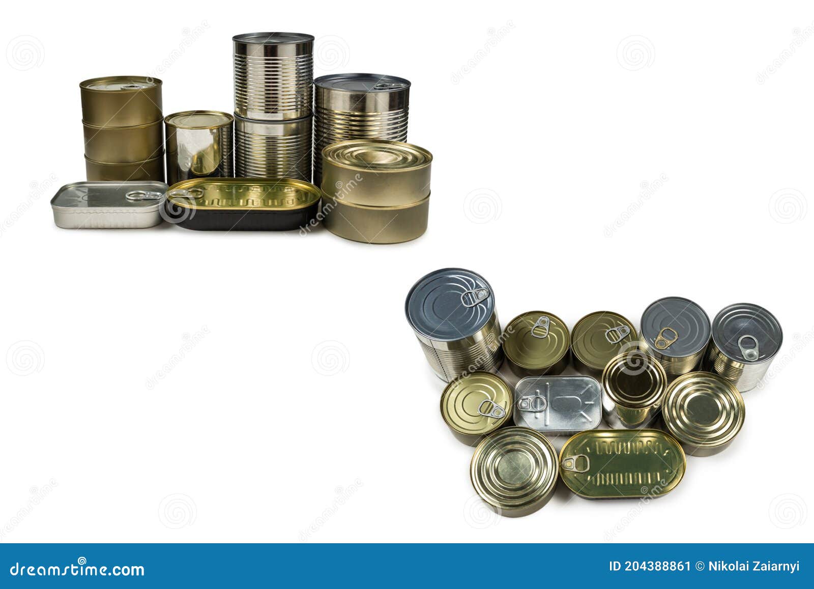 Mix of Cans Isolated on White Background Stock Image - Image of closeup ...