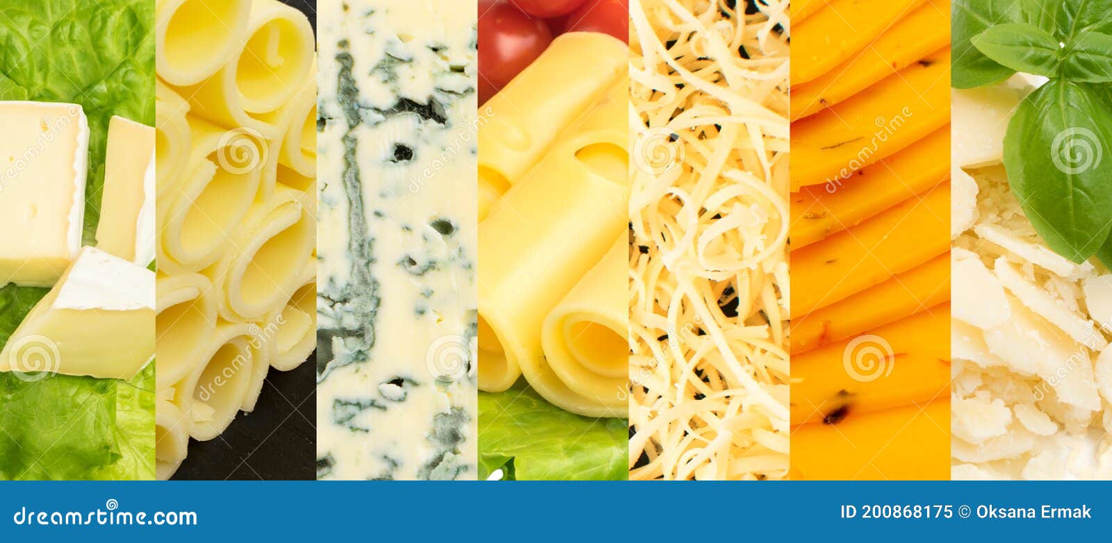Mix Cheese Texture Food Collage, Various Cheeses Collection Stock Image ...
