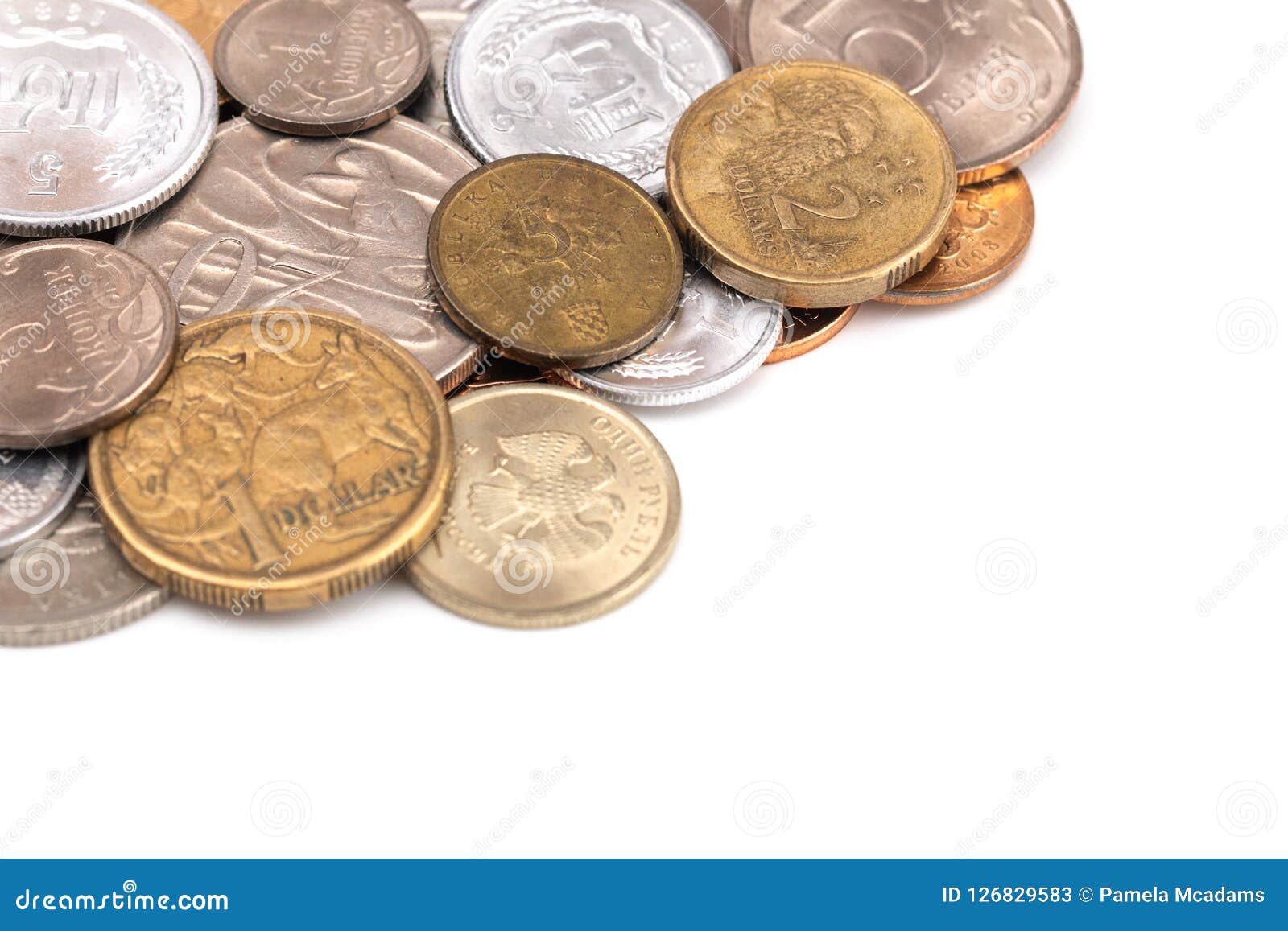 Set of Various Coins from Around the World Stock Image - Image of rate ...
