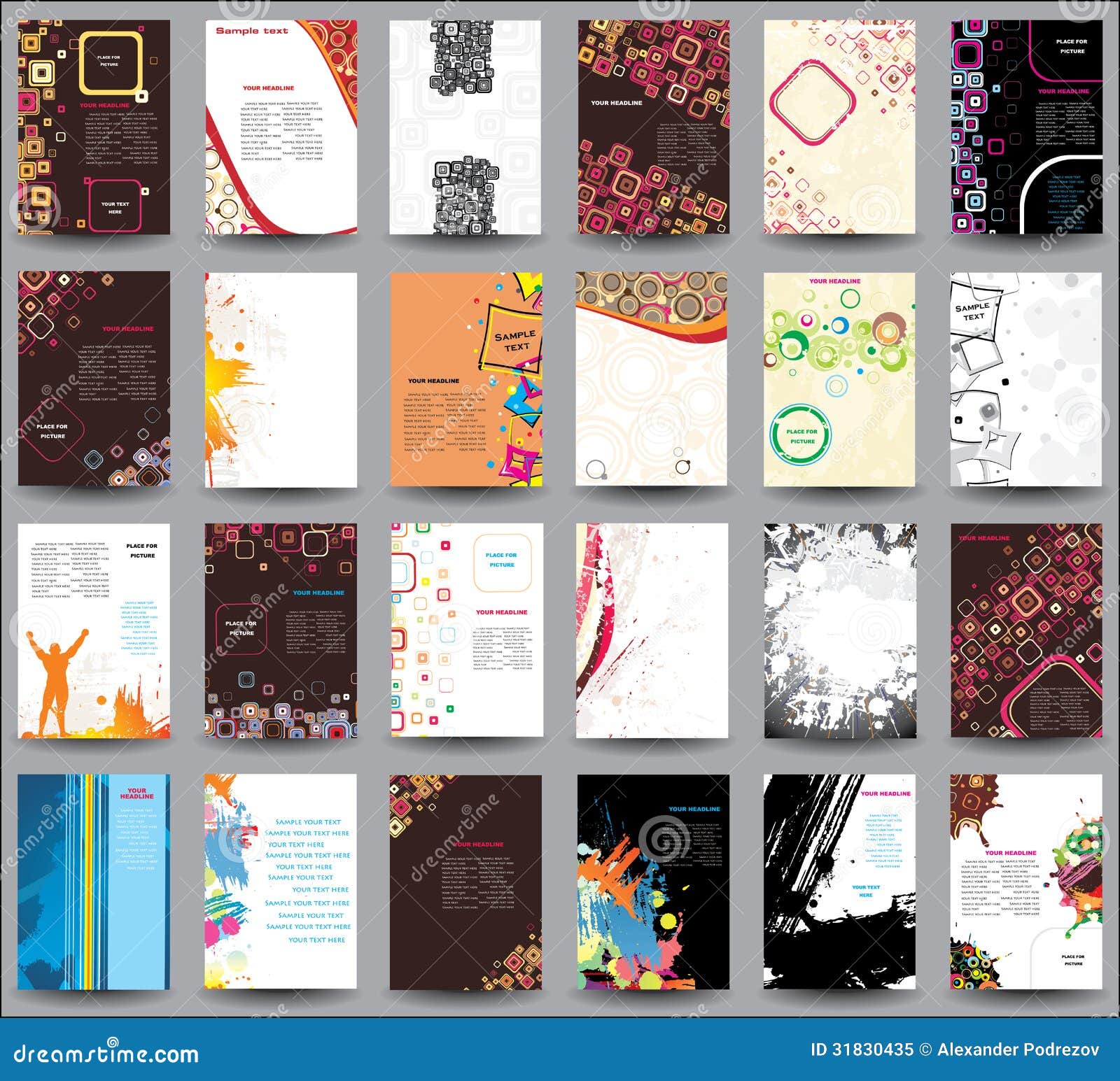 Mix collection Flyers stock illustration. Illustration of header - 31830435