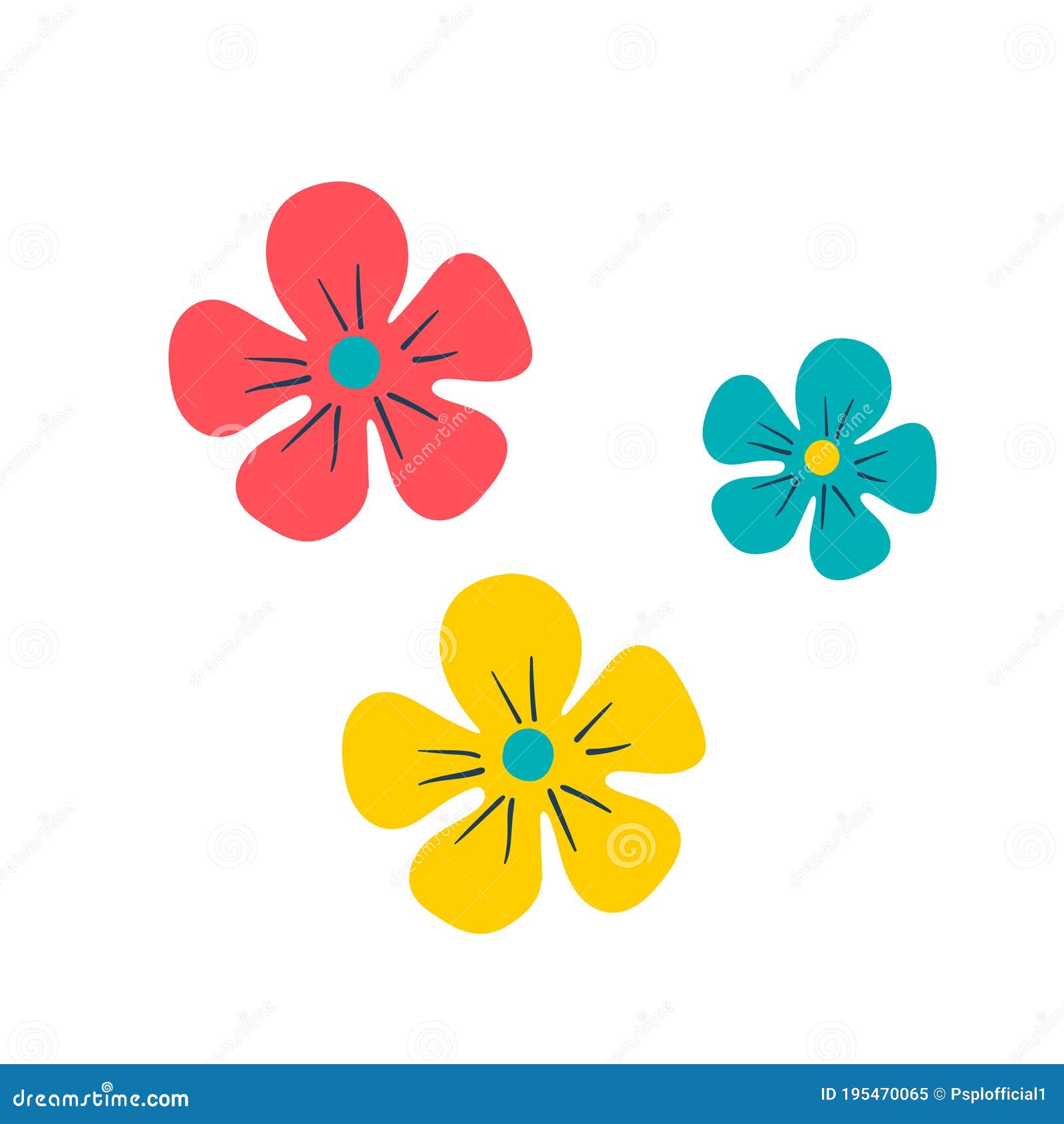 Mix Color Flower Design Vector Flat Objects Stock Illustration ...