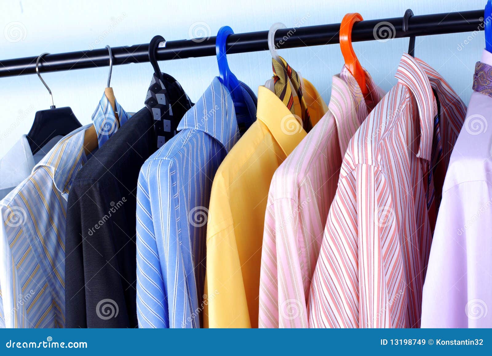 Mix color Shirt and Tie stock image. Image of black, hanger - 13198749
