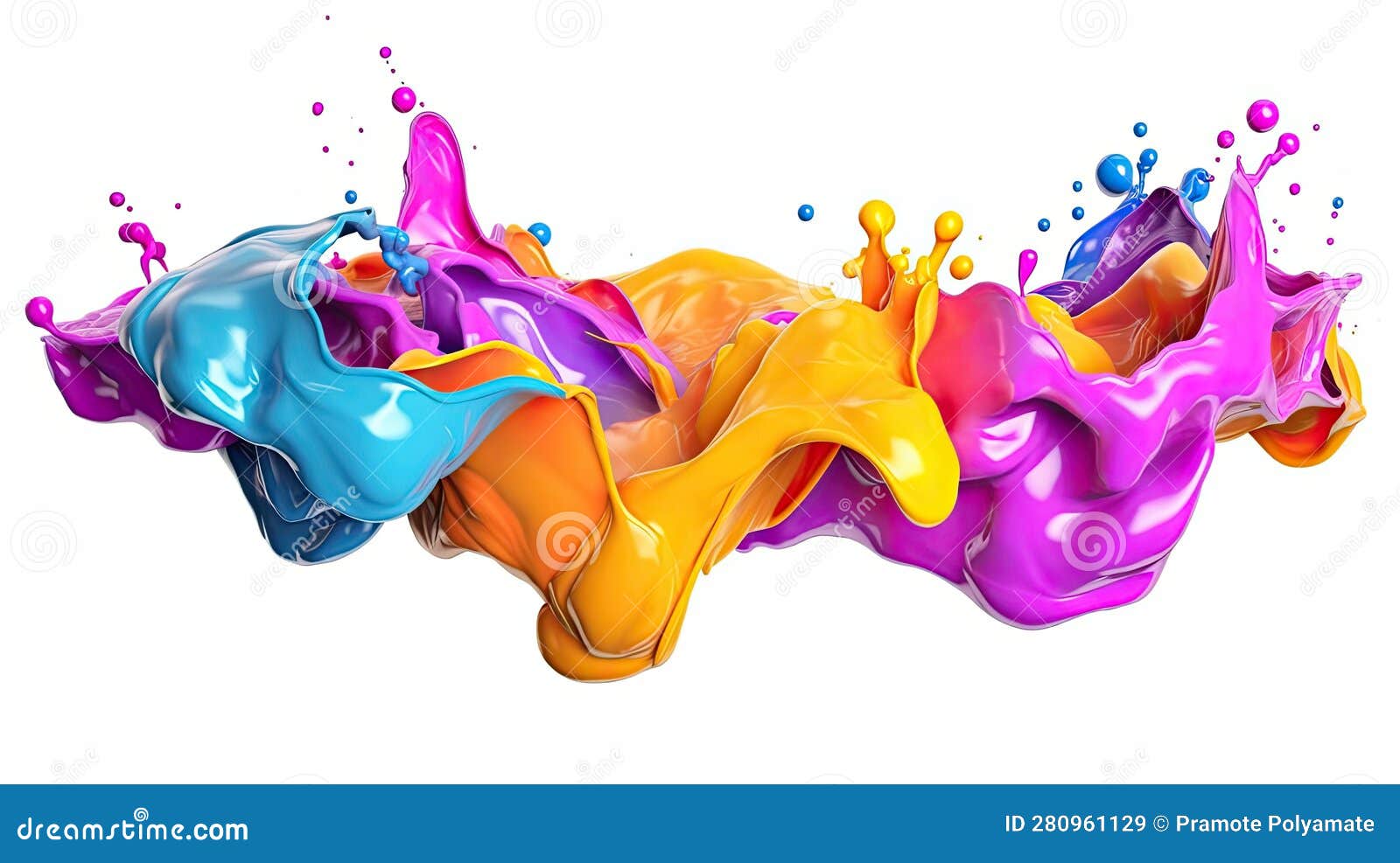 Mix Colored Liquid Splashes. Oil or Ink Splashing Dynamic Motion ...