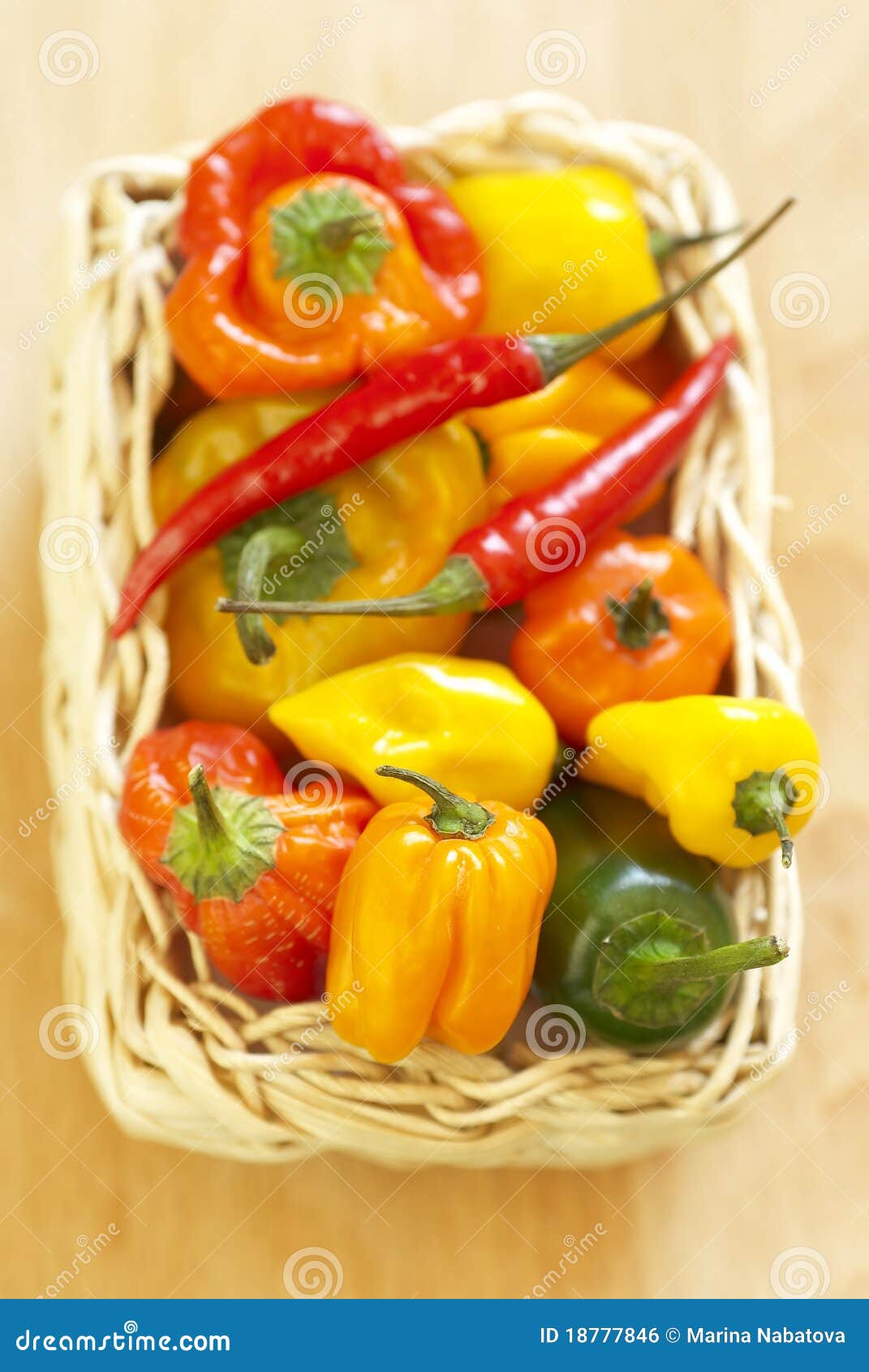 Mix of Colorful Chili Peppers Stock Photo - Image of bright, basket ...