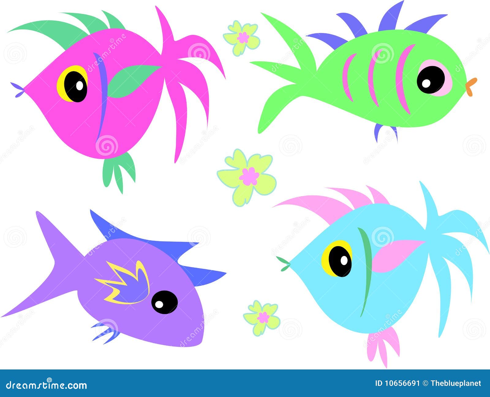 Mix of Cute Fish and Flowers Stock Vector - Illustration of nature ...