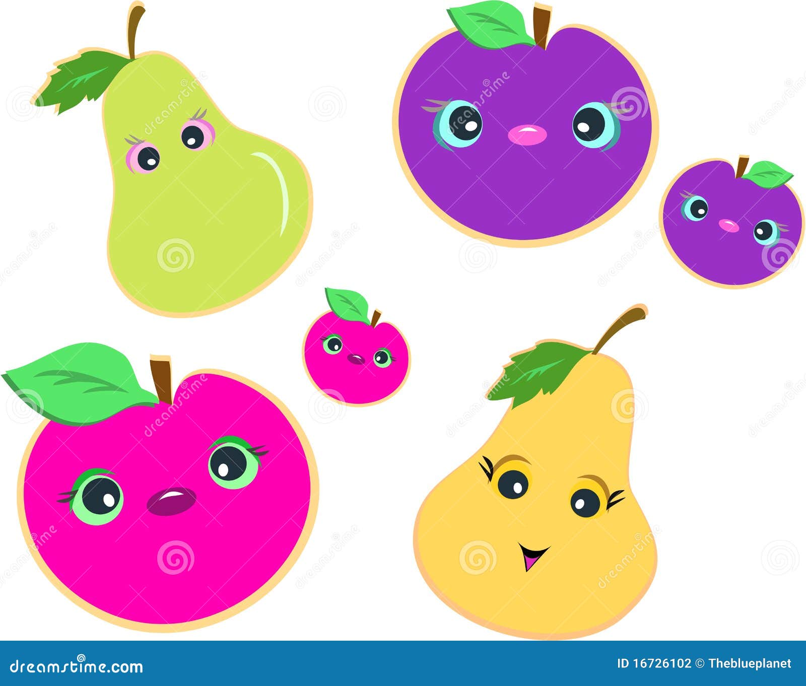 Mix of Cute Fruits stock vector. Illustration of clip - 16726102