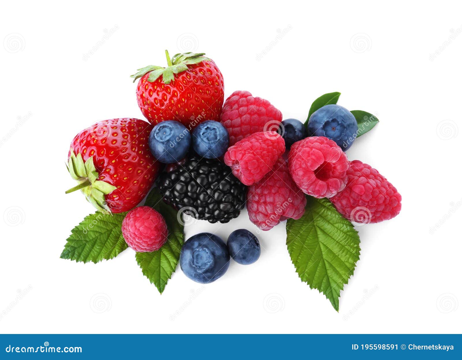 Mix of Different Fresh Berries Isolated on White Stock Image - Image of ...