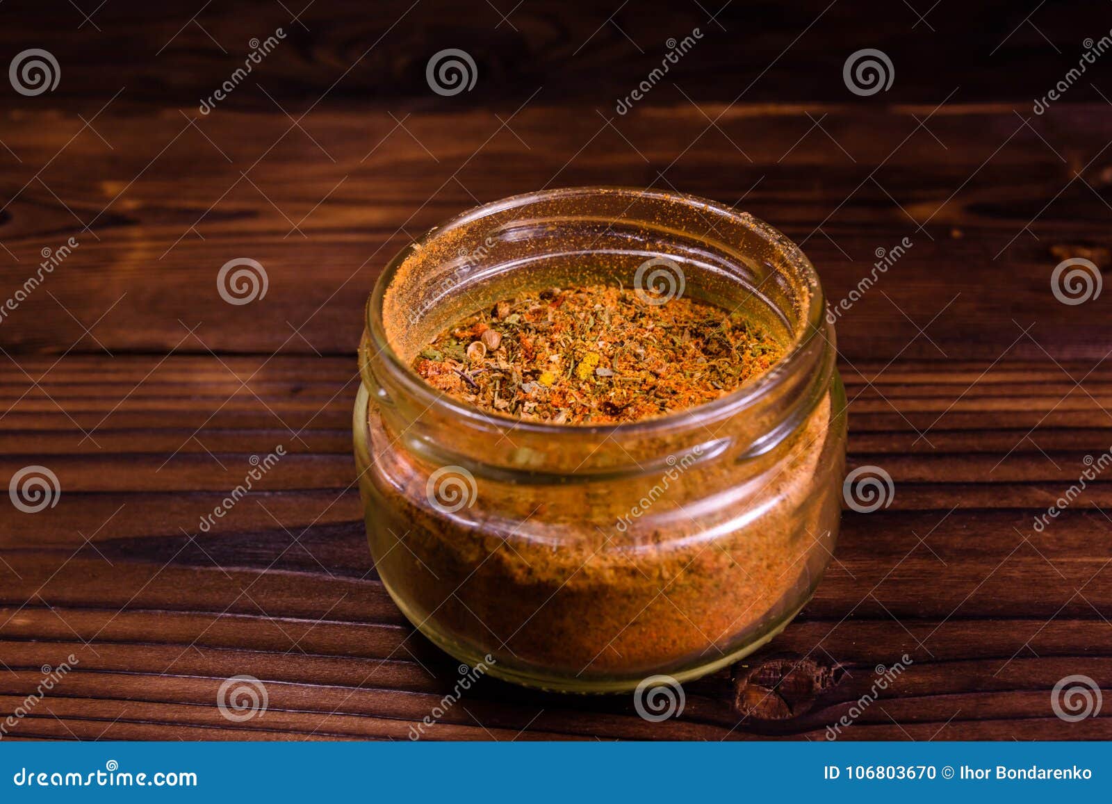 Mix of Different Seasonings in Glass Jar Stock Photo - Image of brown ...