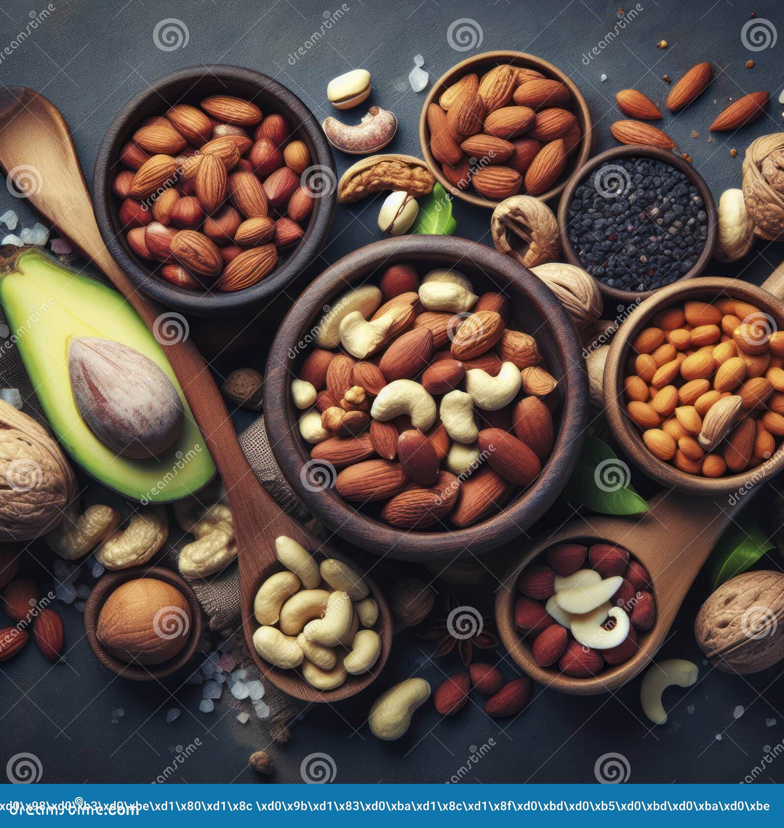 Mix of Different Types of Nuts, Healthy Food Concept. Ai Generative ...