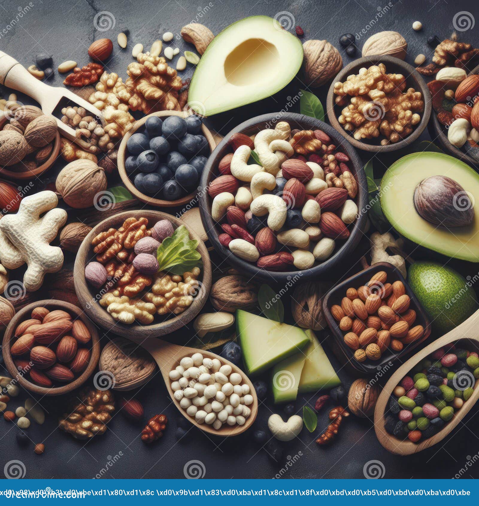 Mix of Different Types of Nuts, Healthy Food Concept. Ai Generative ...