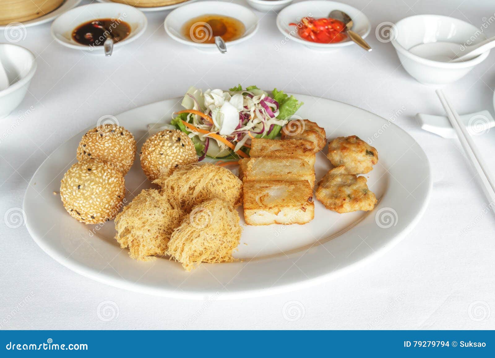 Mix Dim Sum Fried stock photo. Image of meat, dinner - 79279794
