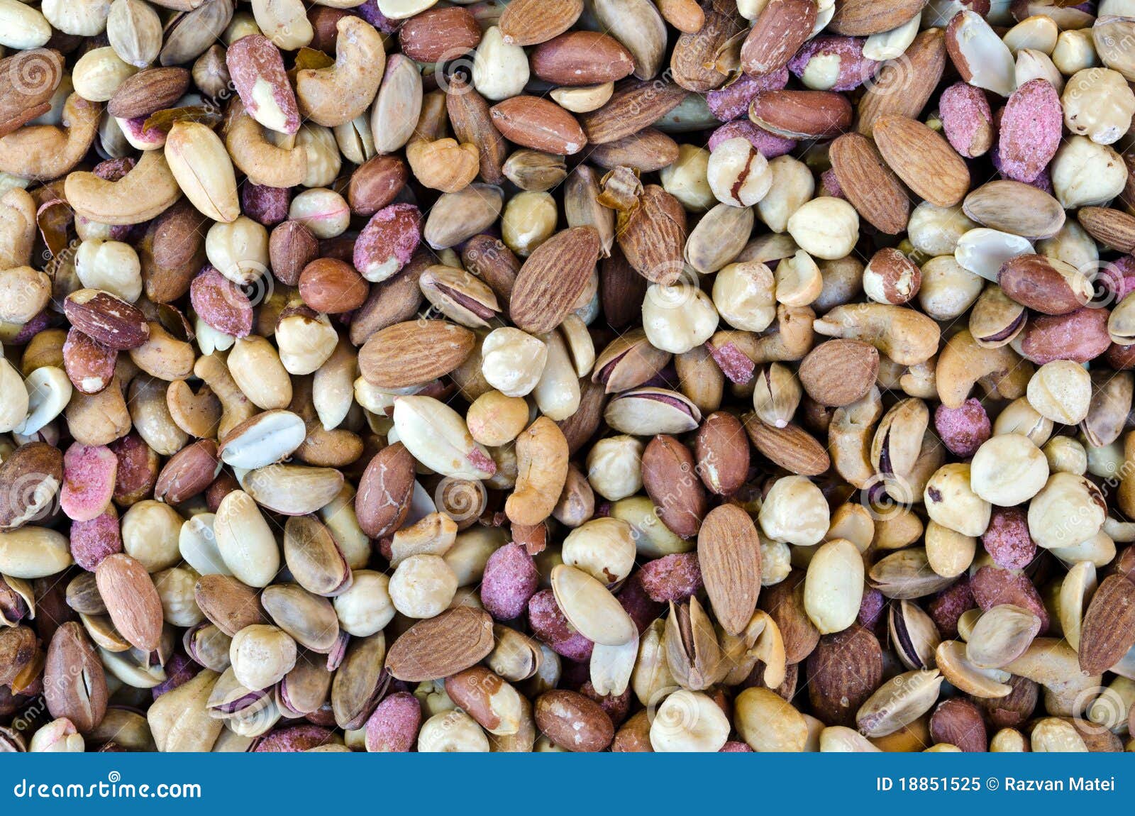 Mix of dried salted nuts stock image. Image of roasted - 18851525