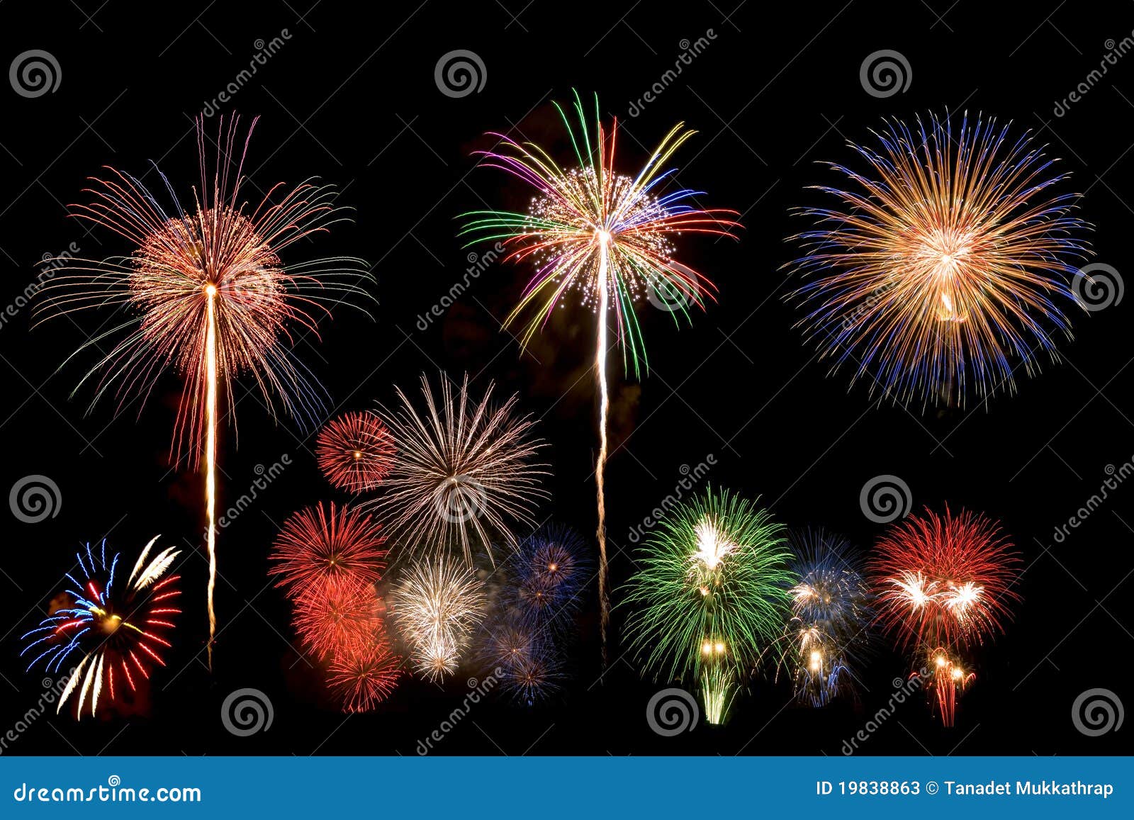 Mix firework in black sky stock image. Image of colorful - 19838863