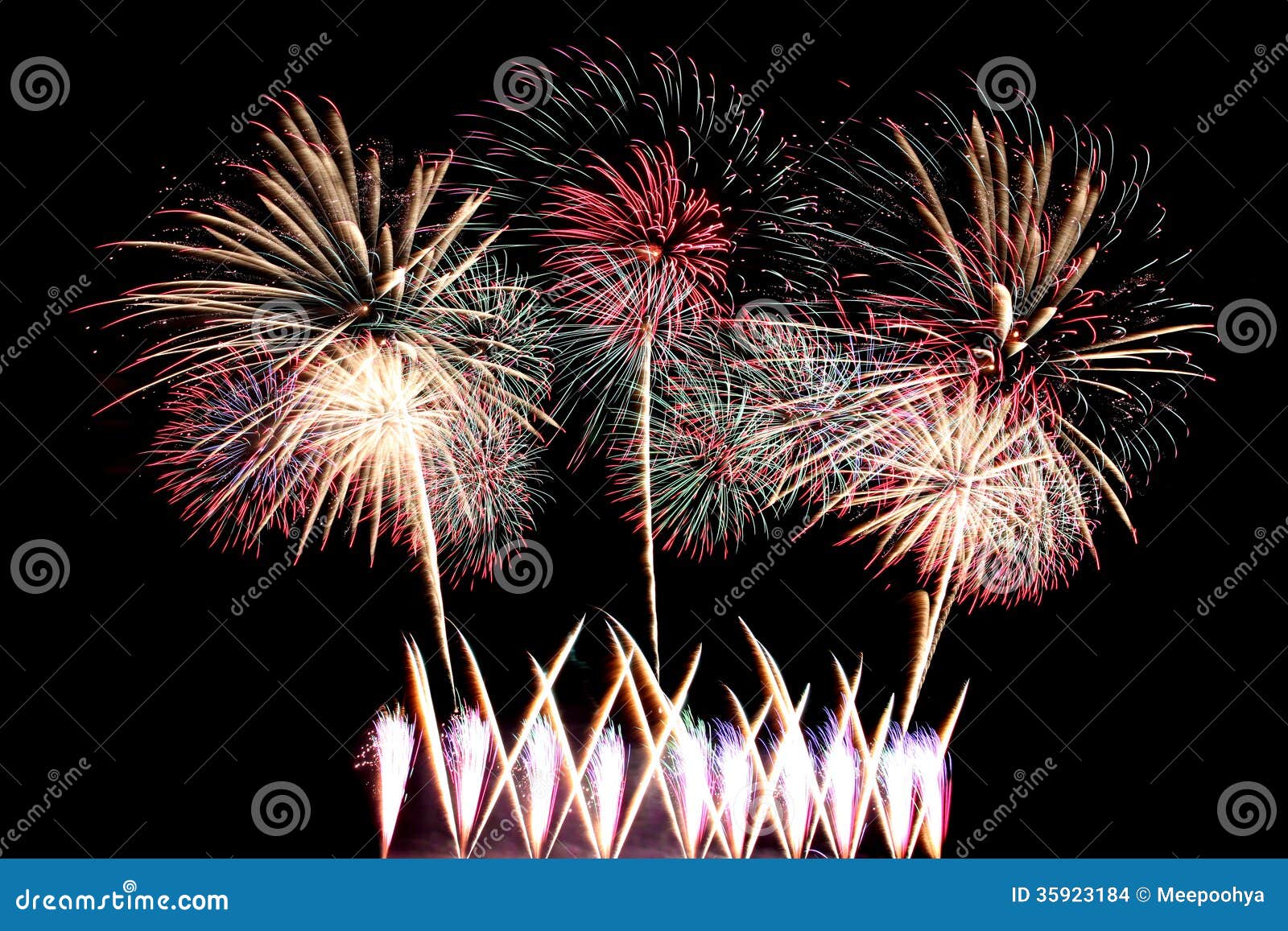 Mix Fireworks or Firecracker. Stock Photo - Image of multiple, lights ...