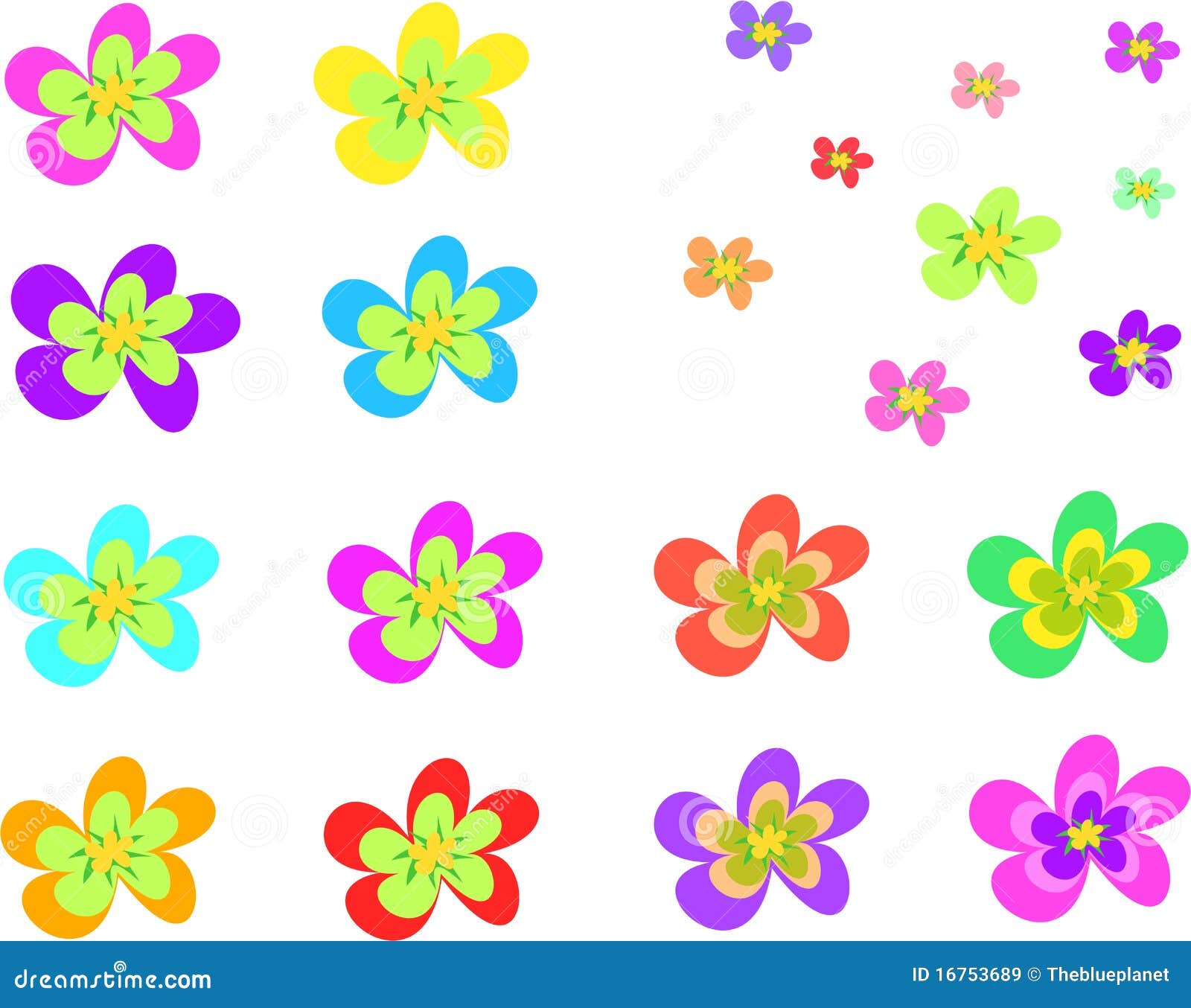Mix of Five Point Flowers stock vector. Illustration of flower - 16753689