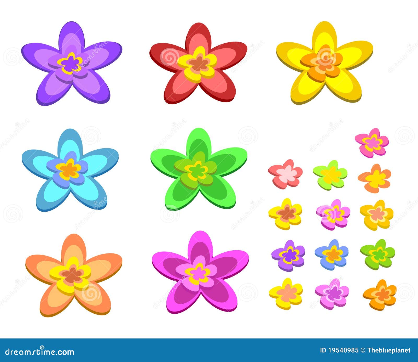 Mix of Five Pointed Flowers Stock Vector - Illustration of group, petal ...