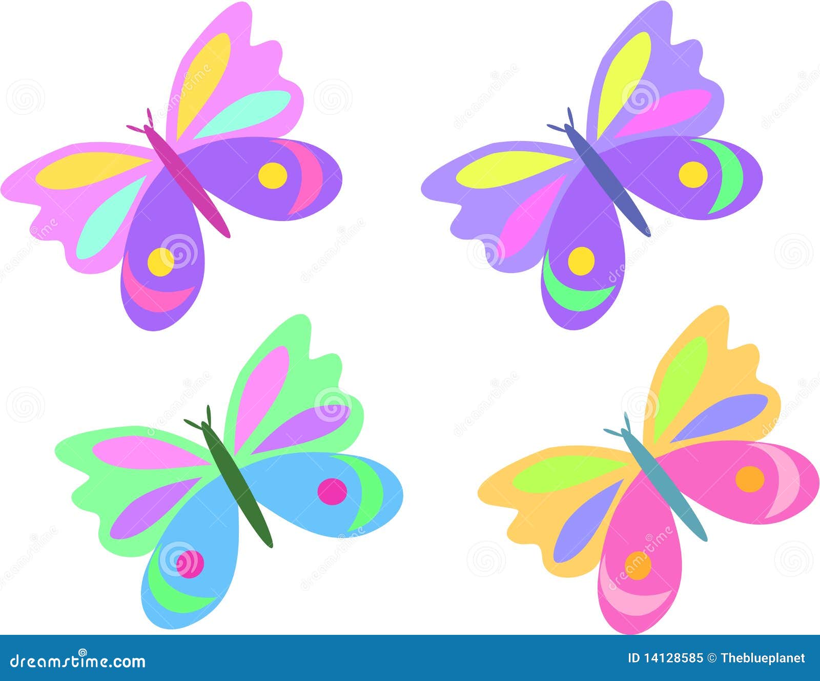 Mix of Four Butterflies stock vector. Illustration of clip - 14128585