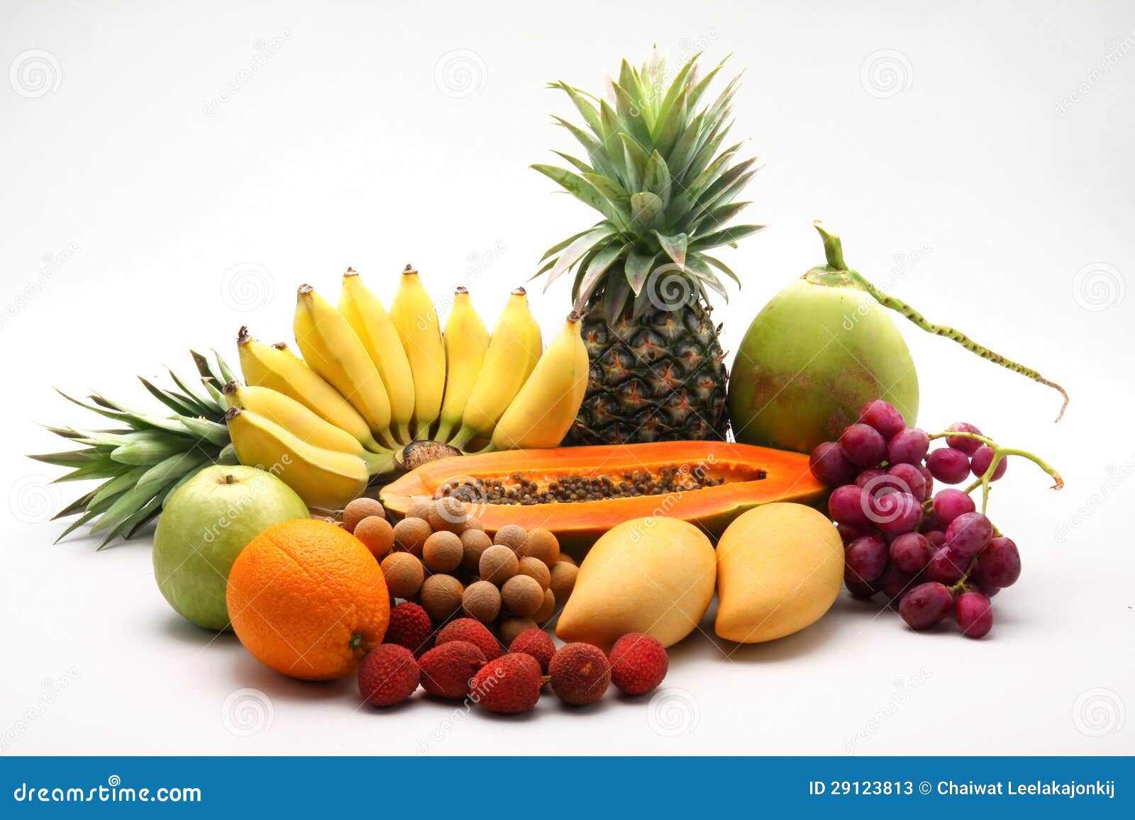 Mix Fresh Fruit in White Background. Stock Image - Image of natural ...