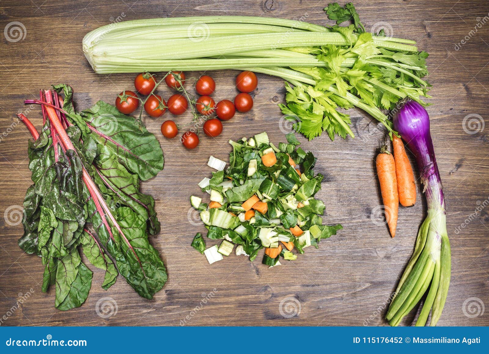 A Mix of Fresh Vegetables on an Old Table Ready To Be Cooked To Stock ...