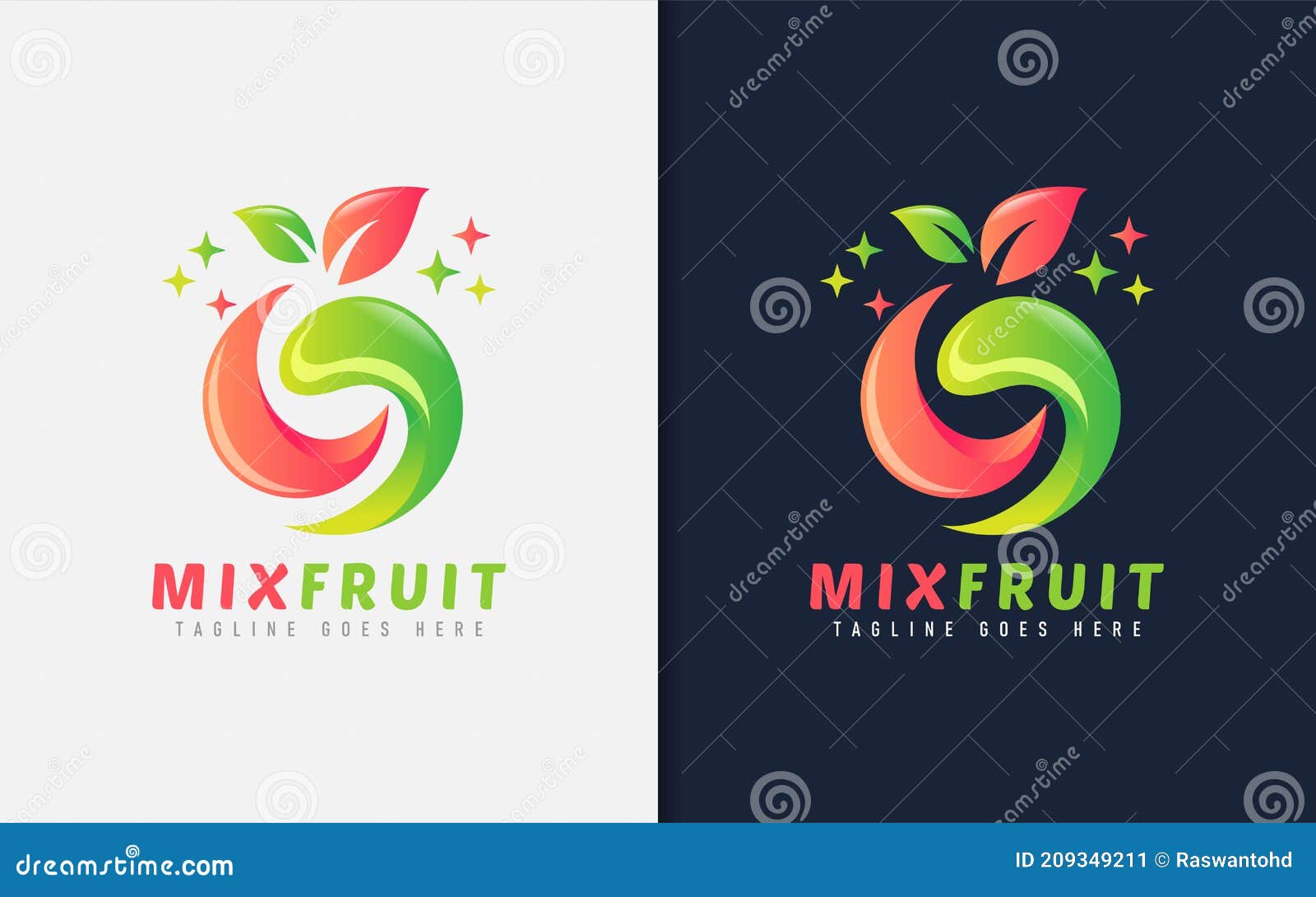 Mix Fruit Logo Design. Abstract Orange and Green Fruit and Leaf ...