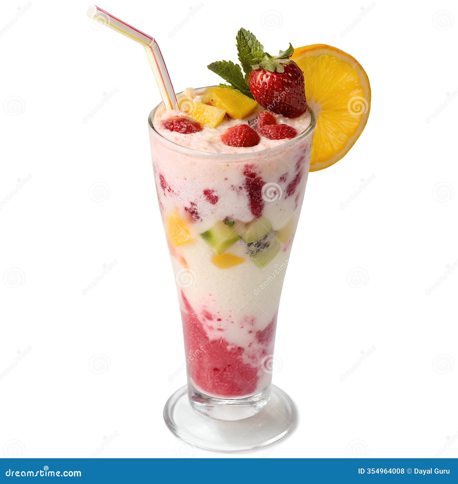 Mix Fruit Milkshake Isolated on White Background Stock Photo - Image of ...