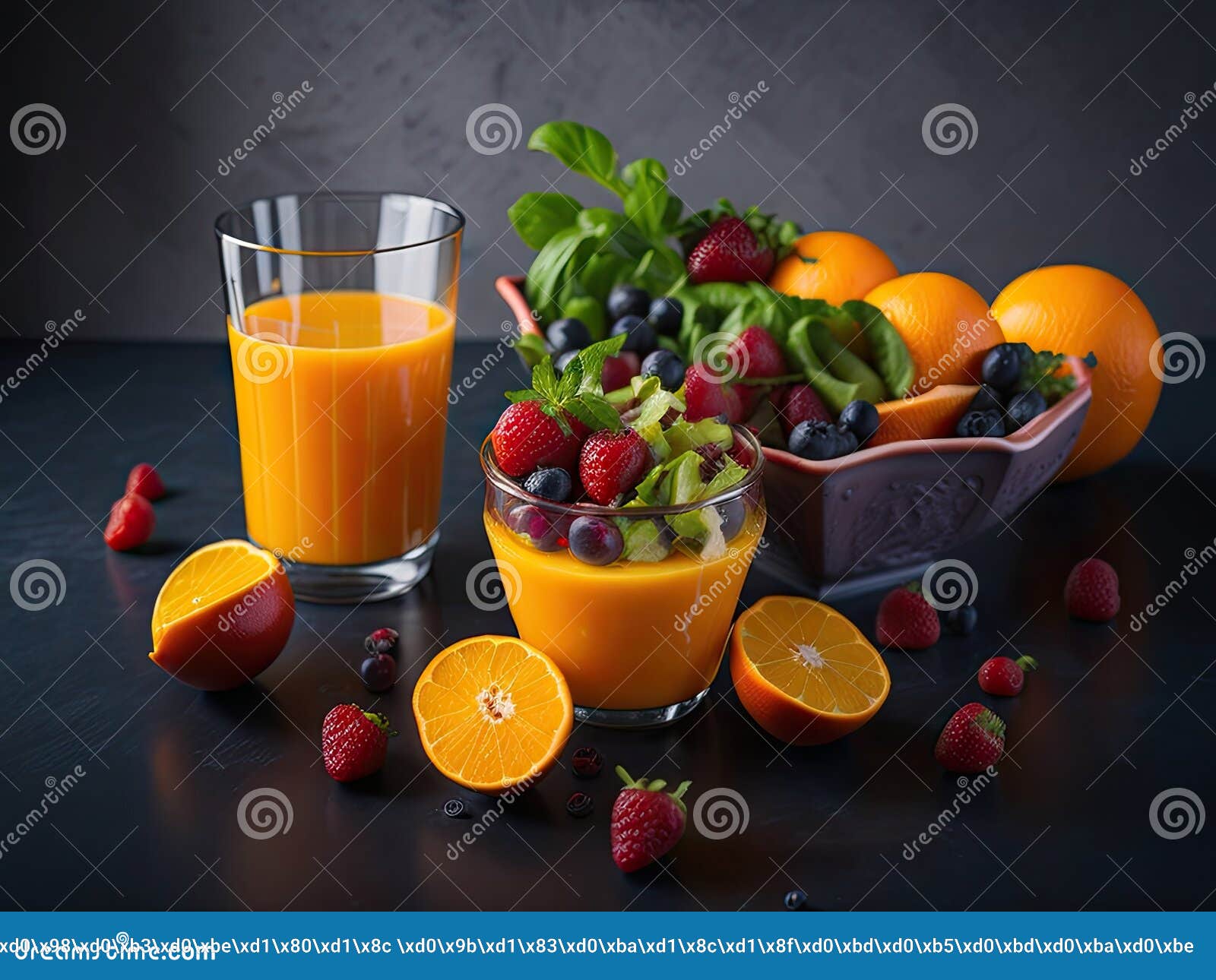 Mix of Fruit Orange Juice and Berry. Ai Generative Stock Illustration ...