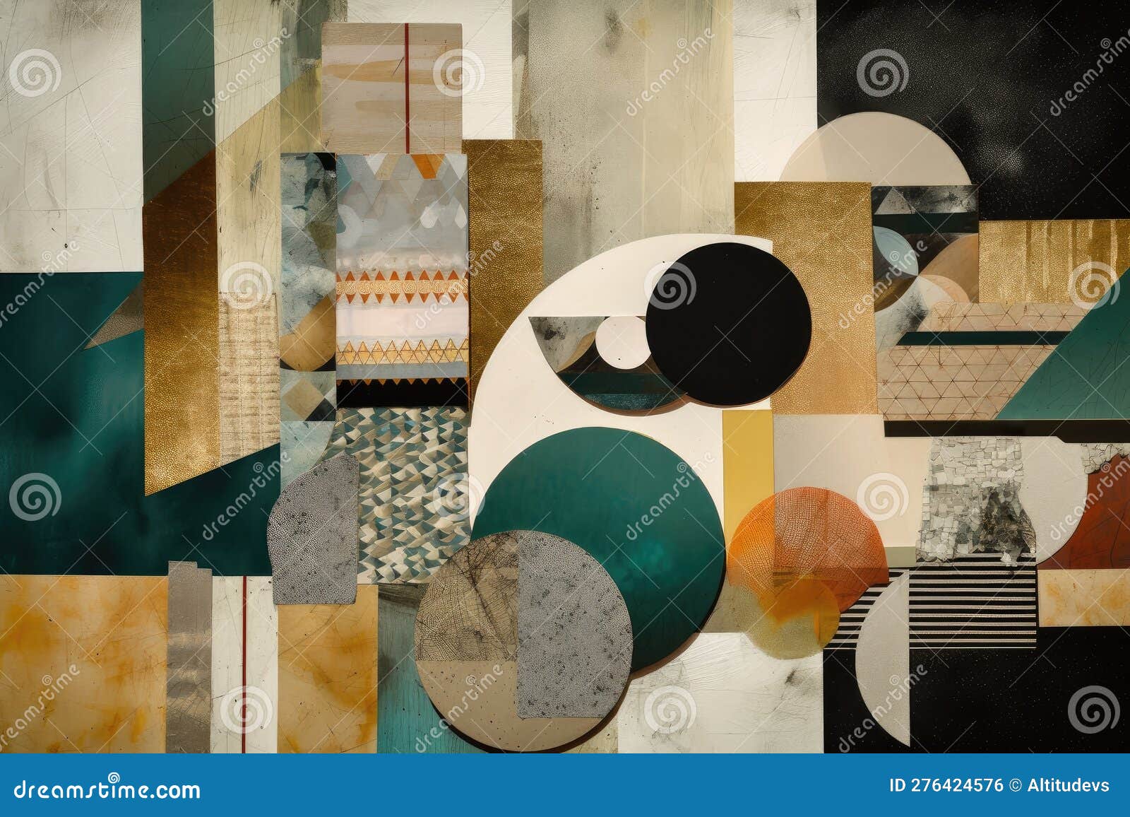 A Mix of Geometric Shapes and Textures in Collage Stock Illustration ...