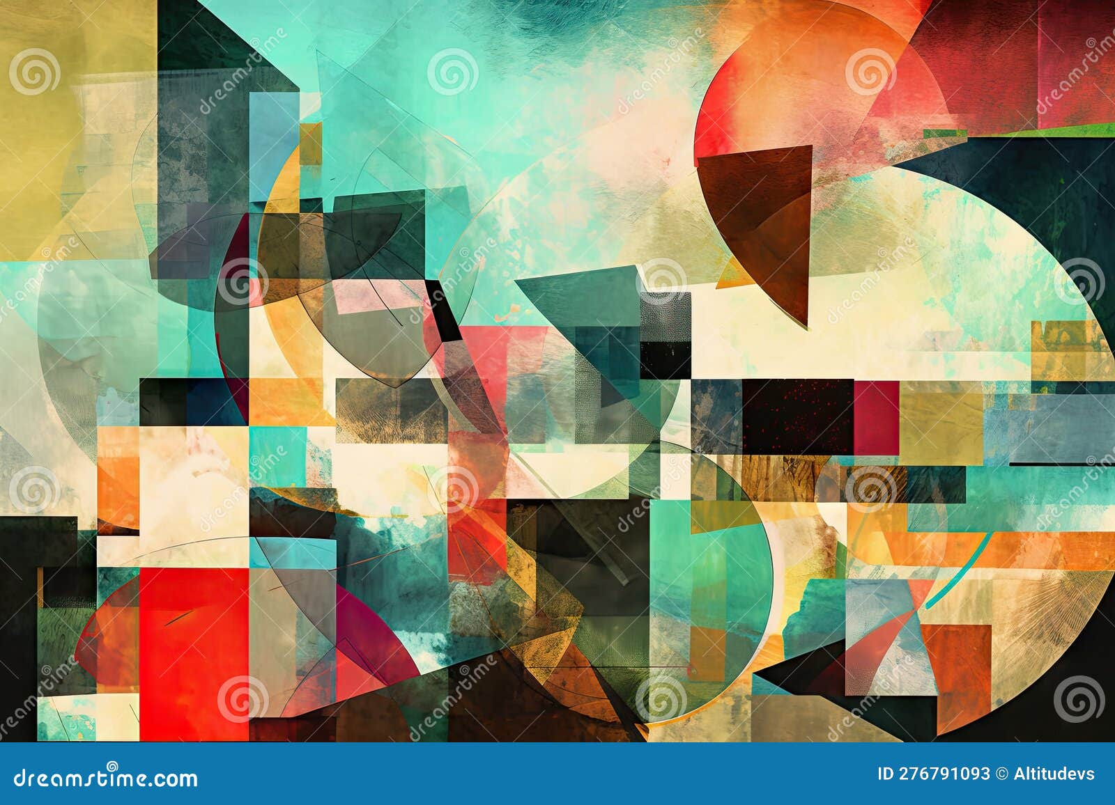 Mix of Geometric Shapes, Textures, and Colors in Abstract Art Stock ...