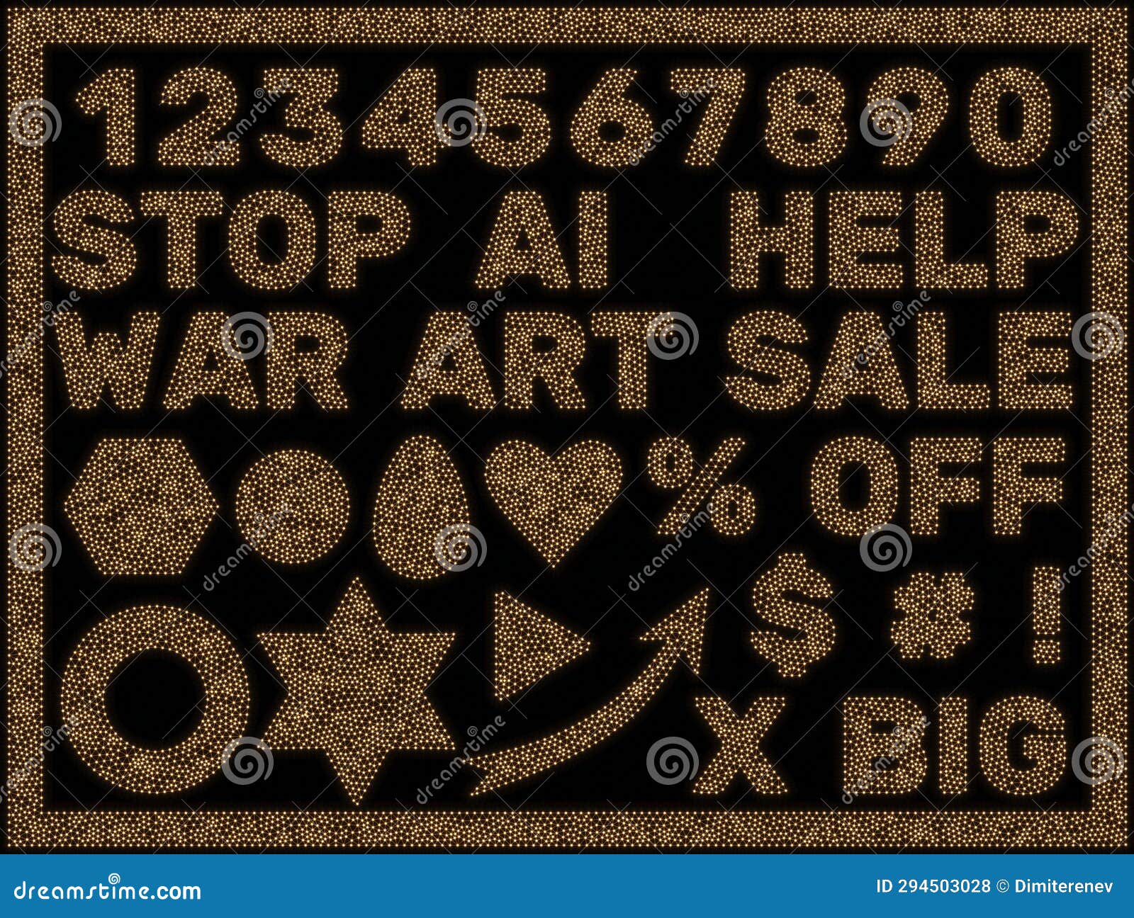 Mix of Graphic Elements Made of Delaunay Mesh Pattern with Glowing ...